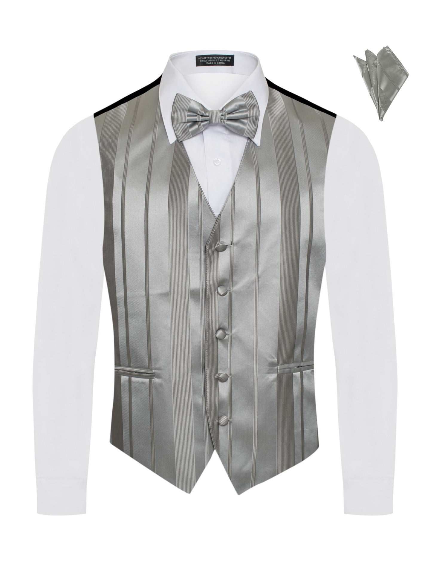 Men's Premium Wide Vertical Lines Tone on Tone Stripes Vest - NeckTie ...