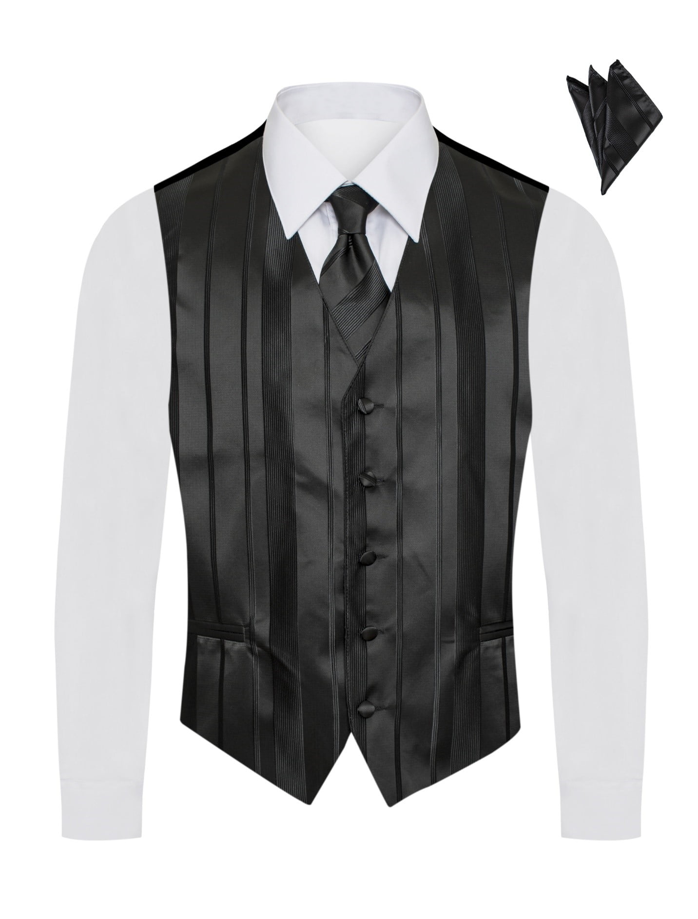 Men's Premium Wide Vertical Lines Tone on Tone Stripes Vest - NeckTie ...
