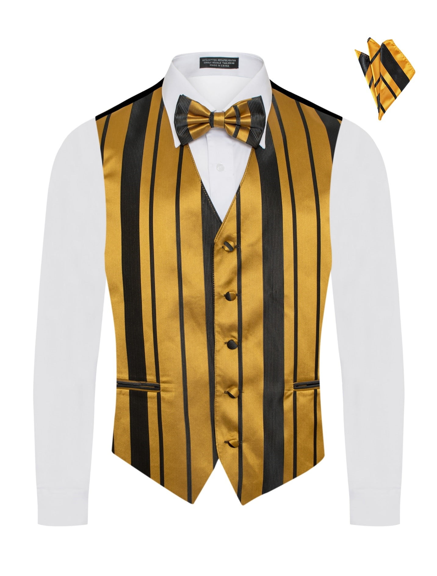 Men's Premium Wide Vertical Lines Tone on Tone Stripes Vest - NeckTie ...