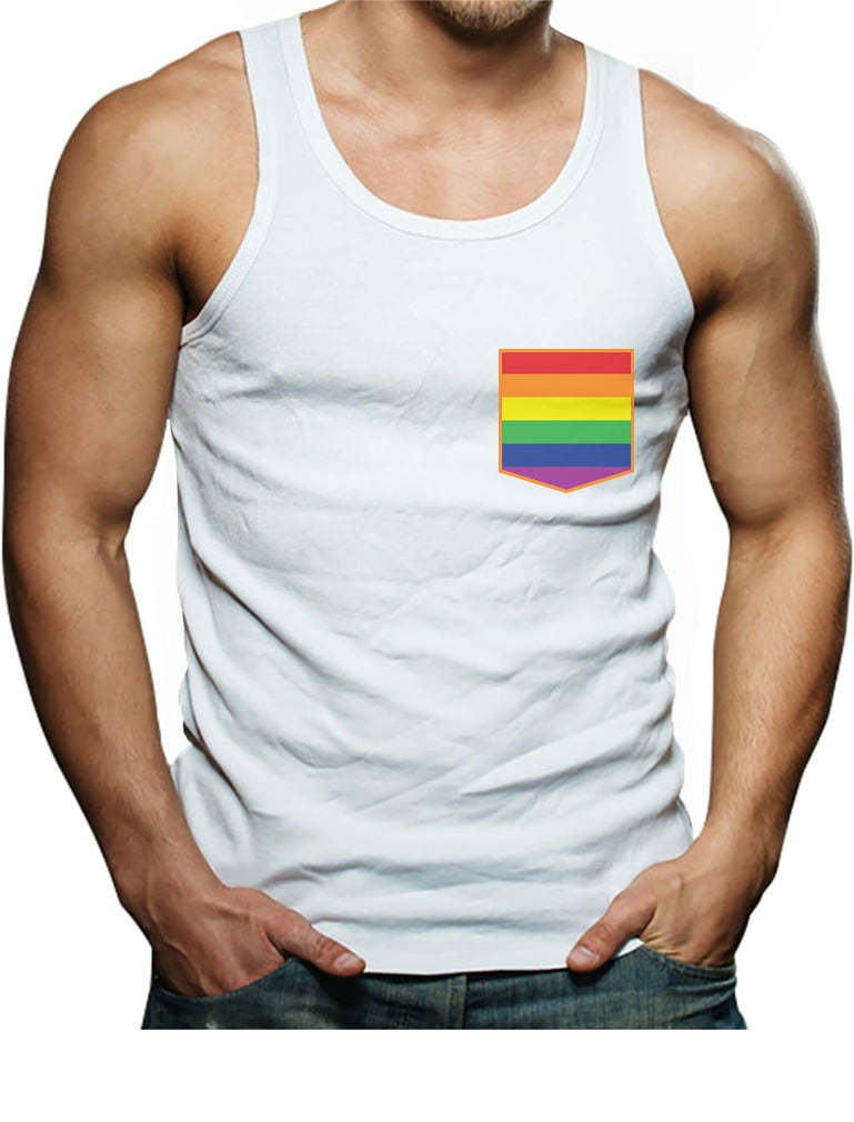 Men's Pride Tank Top - Rainbow Flag Pocket Design - LGBTQ Supportive ...
