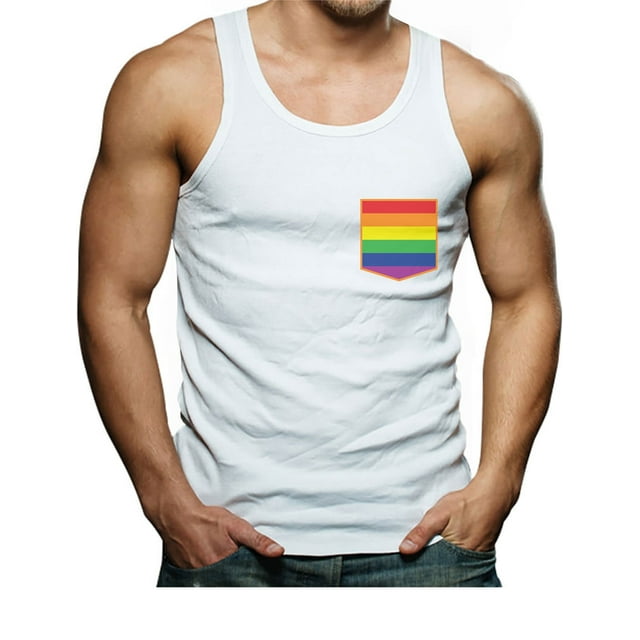 Men's Pride Tank Top - Rainbow Flag Pocket Design - LGBTQ Supportive ...