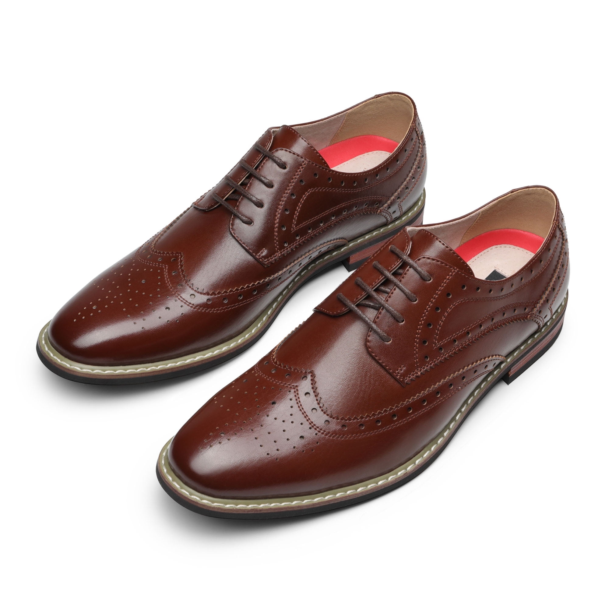 Men's Prince Classic Modern Formal Oxford Wingtip Lace Up Dress Shoes ...