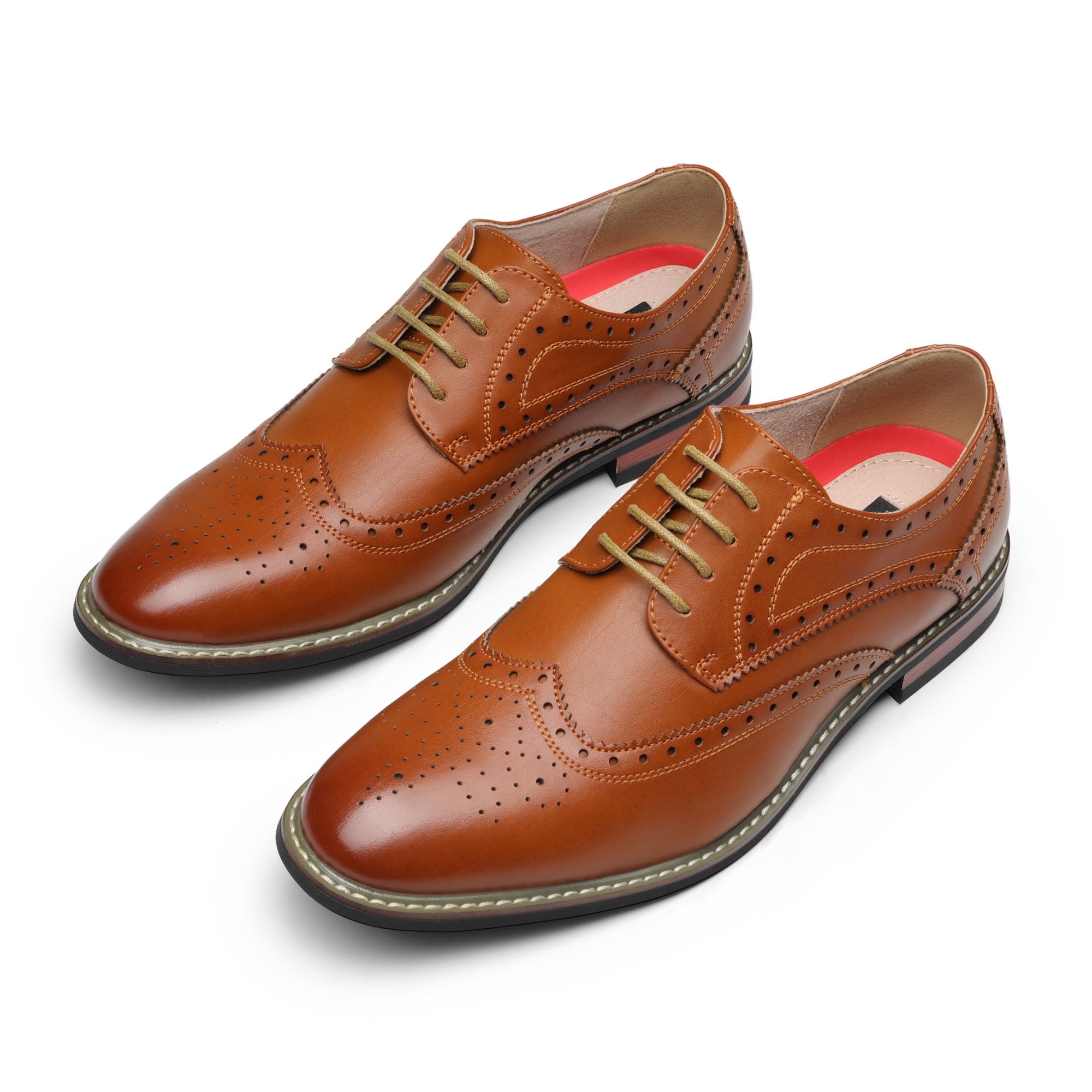 Men's Prince Classic Modern Formal Oxford Wingtip Lace Up Dress Shoes ...