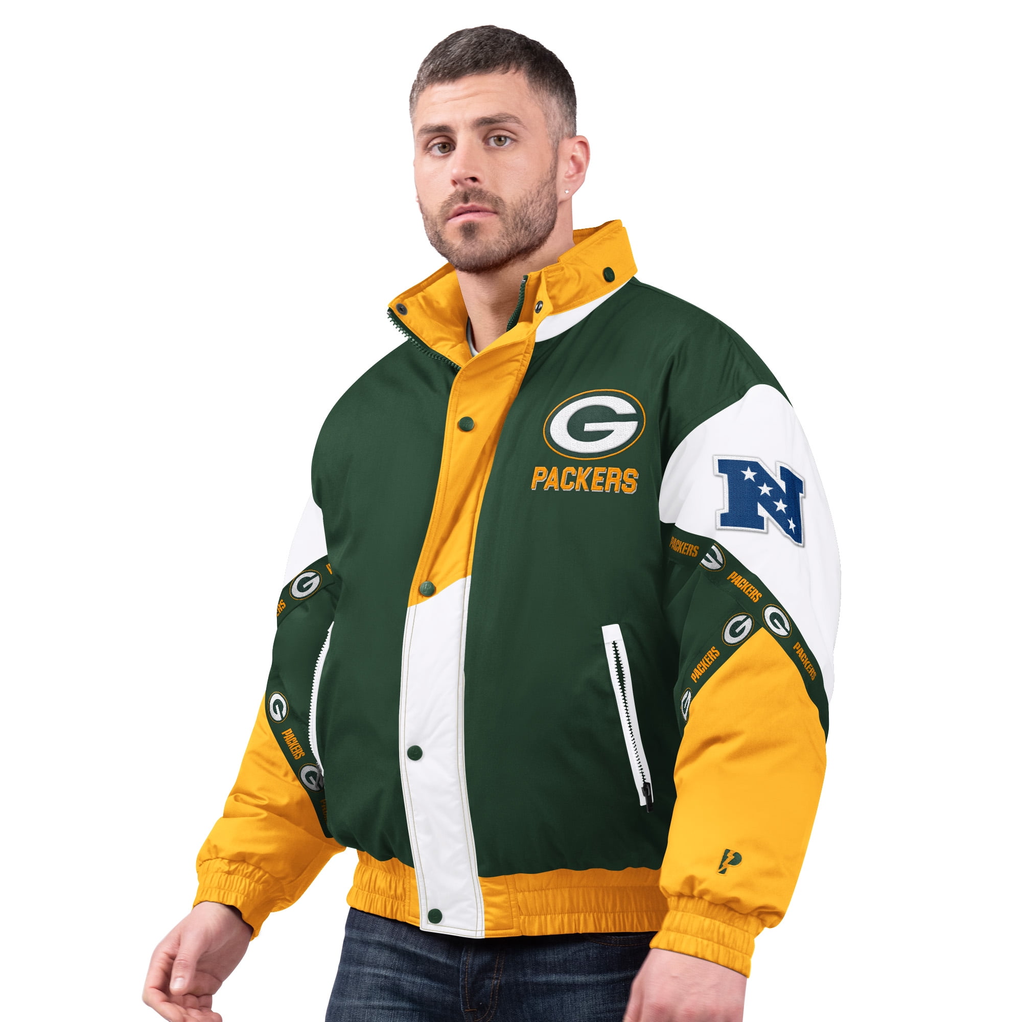 Men's Pro Player Green/Gold Green Bay Packers Tape Full-Zip Hooded ...