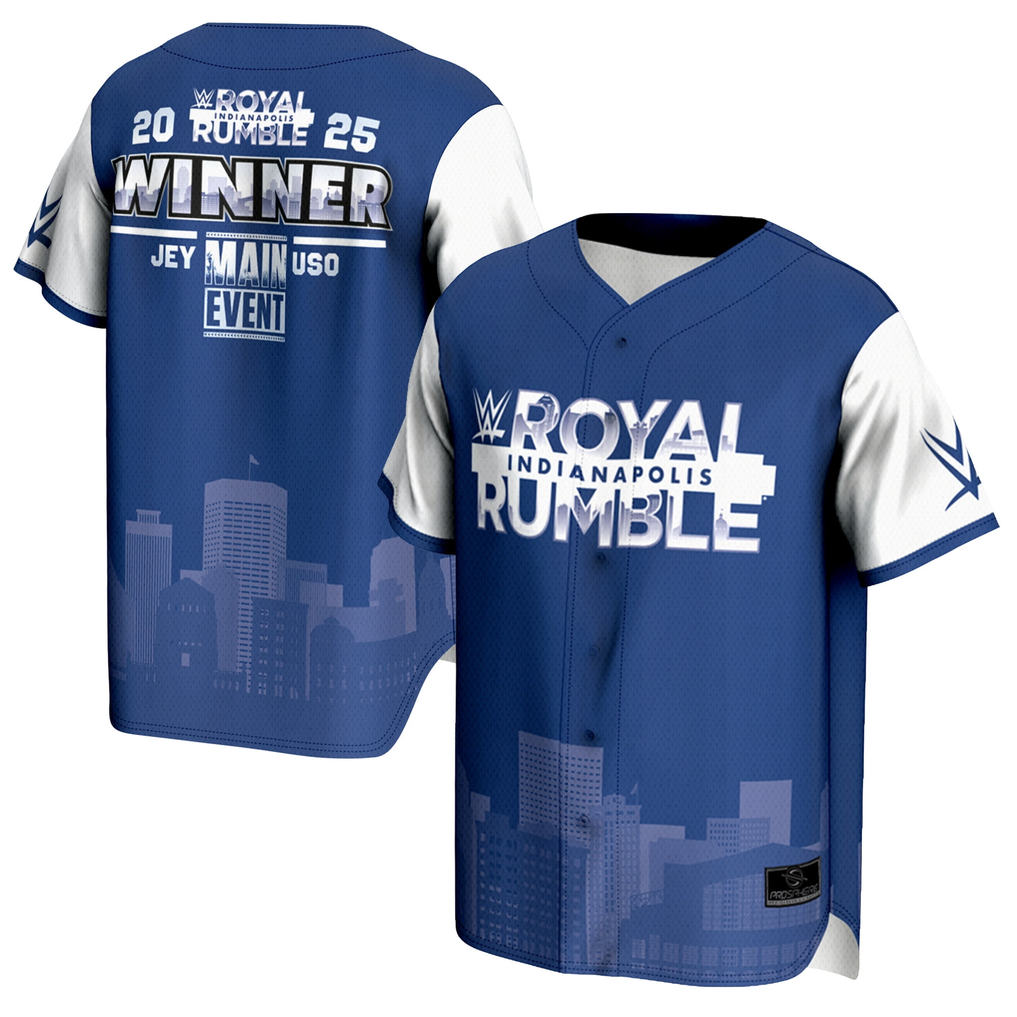 Men's ProSphere Blue Jey Uso Royal Rumble 2025 Winner Baseball Jersey ...