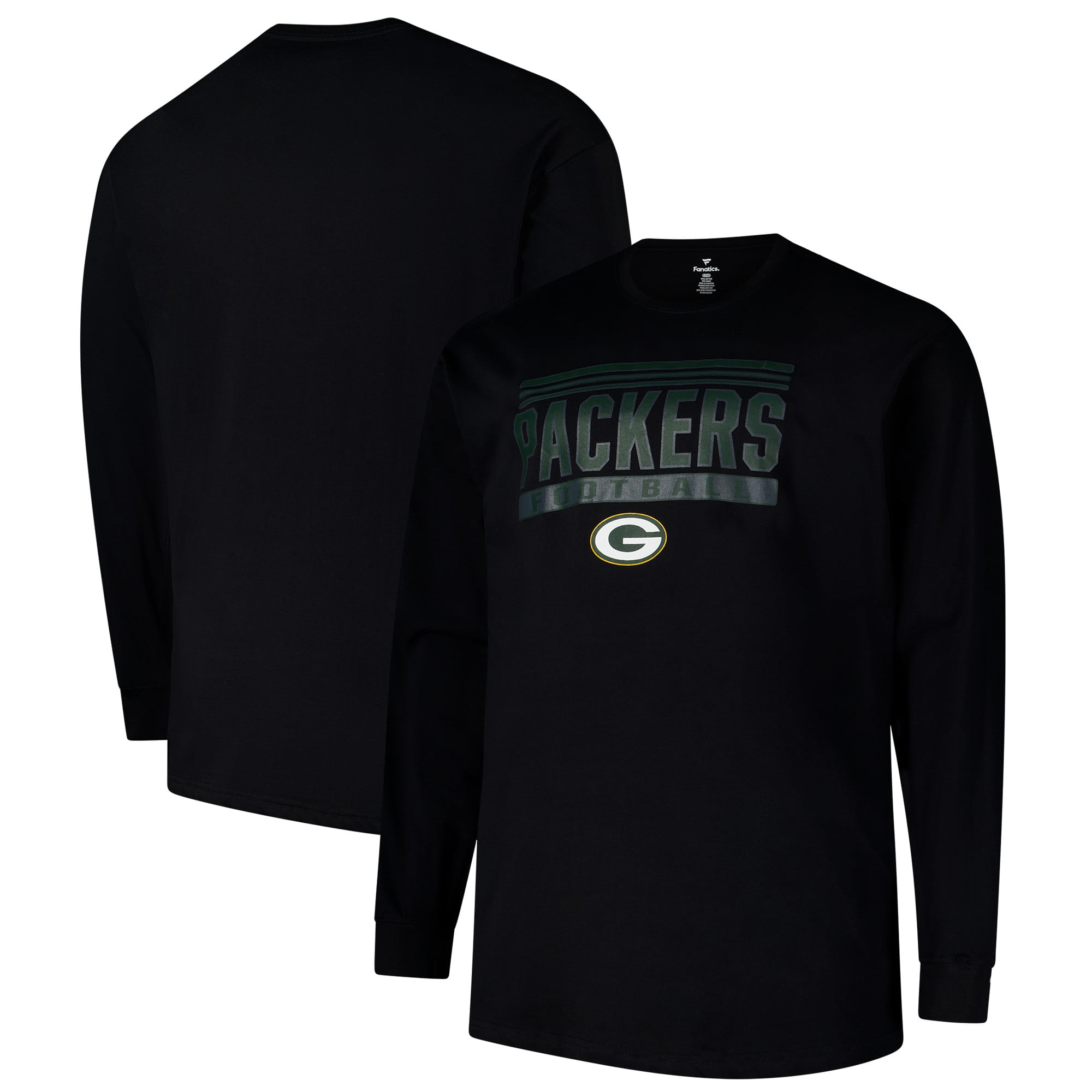 Men's Profile Black Green Bay Packers Big & Tall Pop Long Sleeve T ...