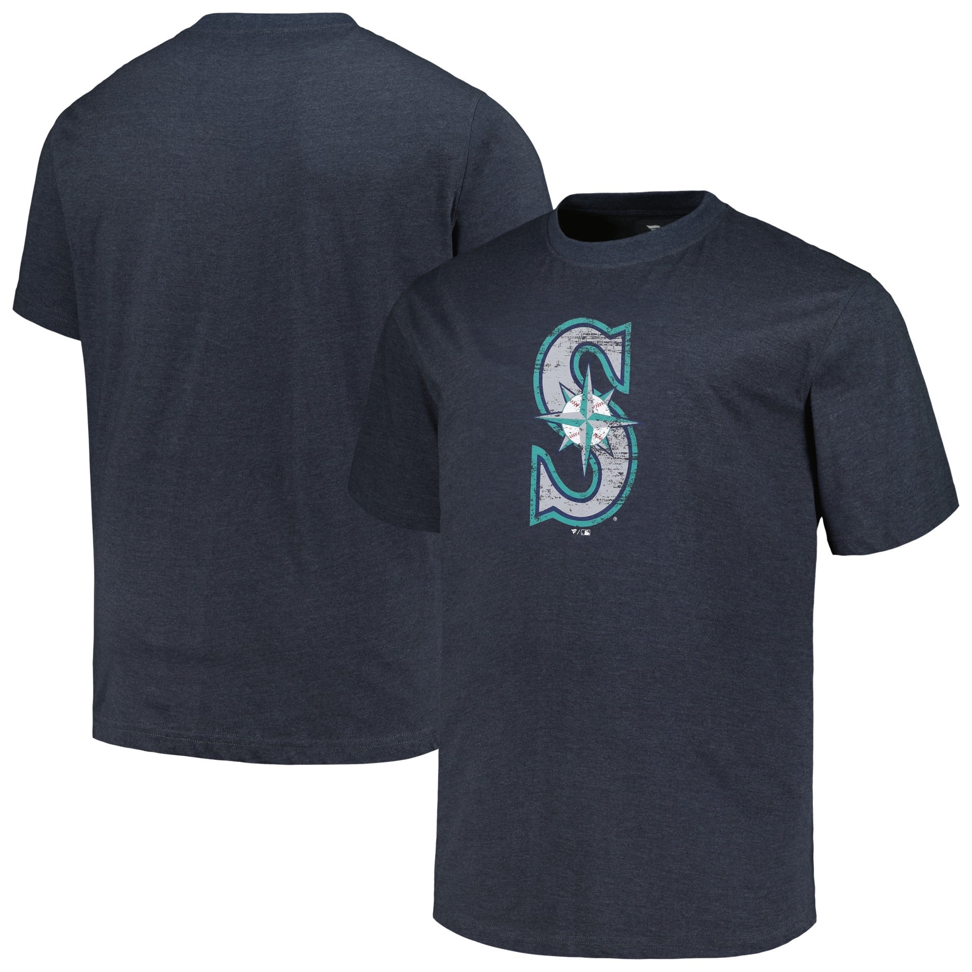 Men's Profile Heather Navy Seattle Mariners Big & Tall Weathered Logo T ...
