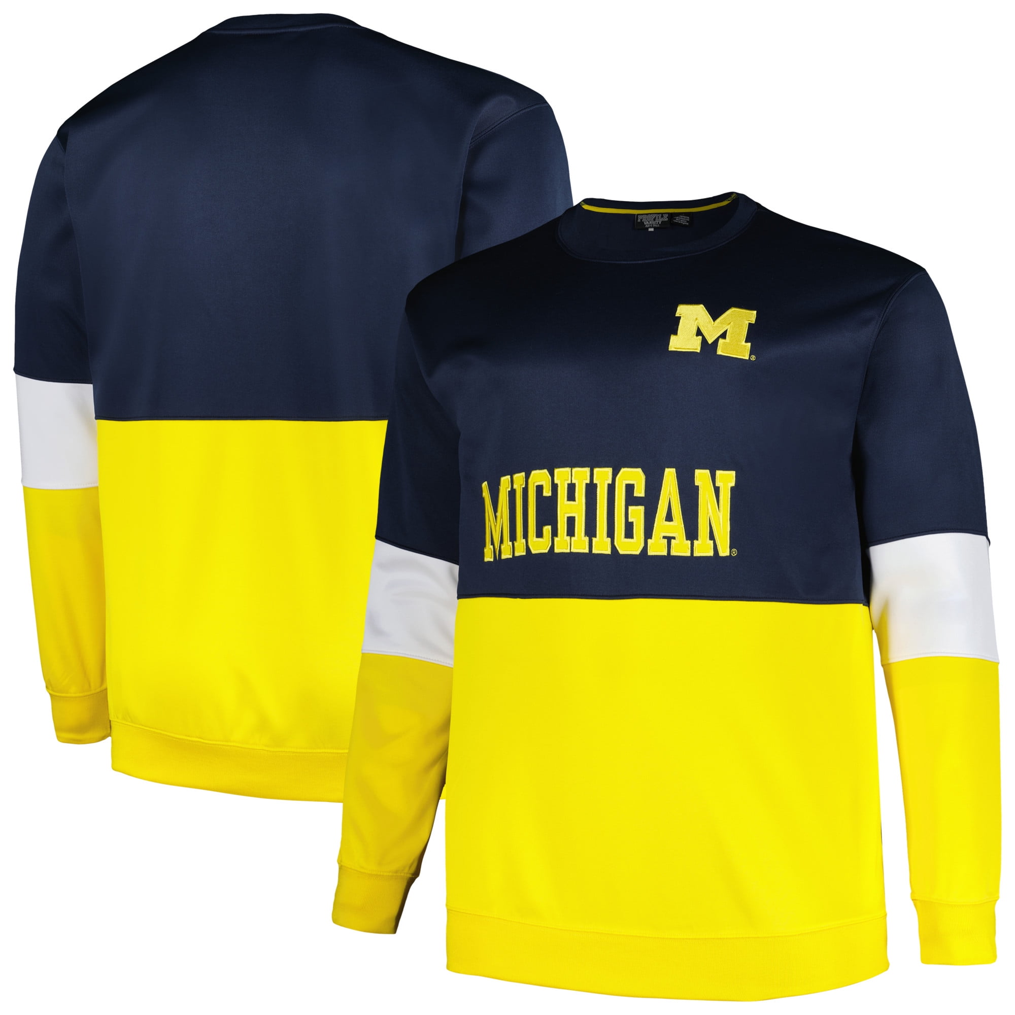 Men's Profile Navy Michigan Wolverines Big & Tall Fleece Pullover ...
