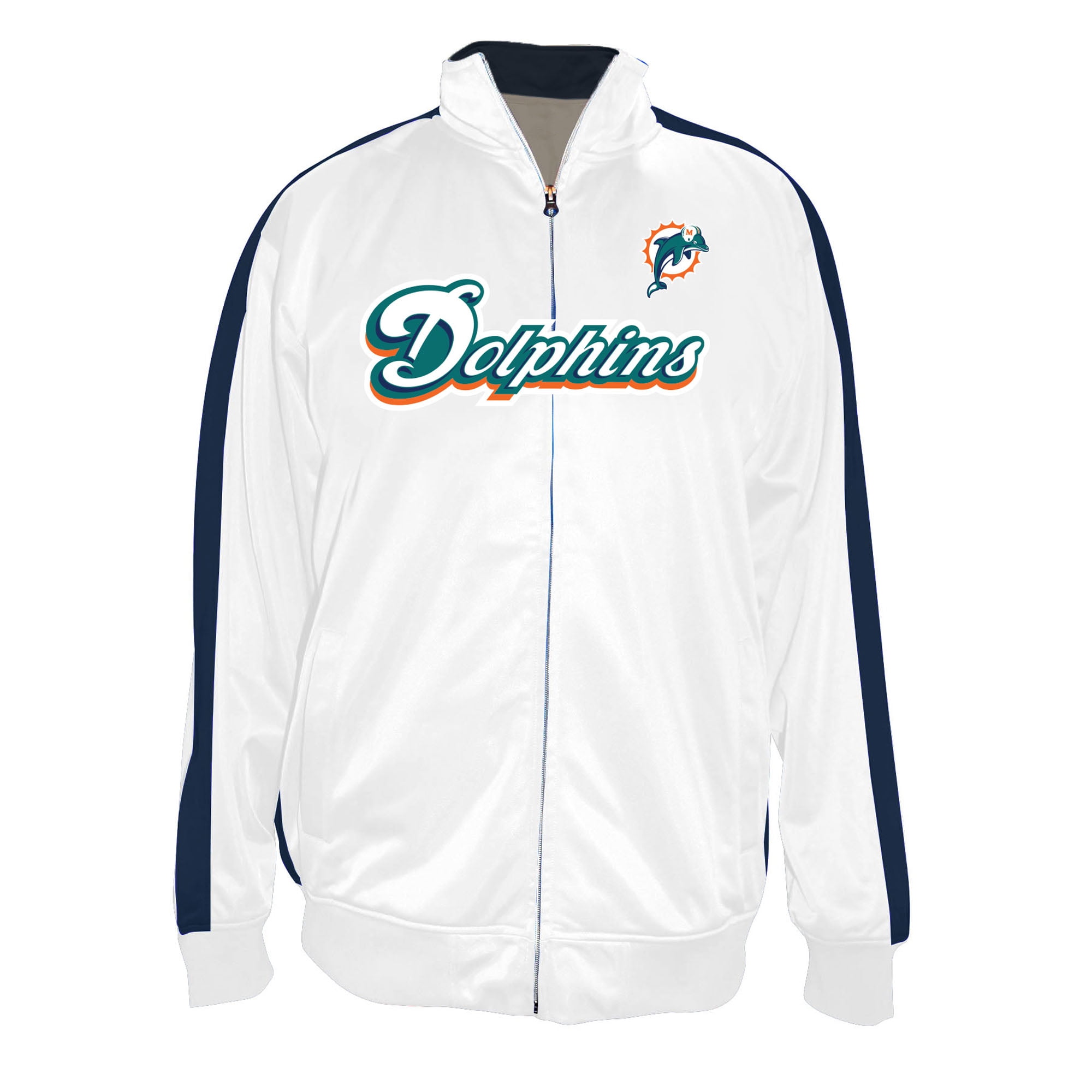 Men's Profile White Miami Dolphins Big & Tall Tricot Full-Zip Track ...