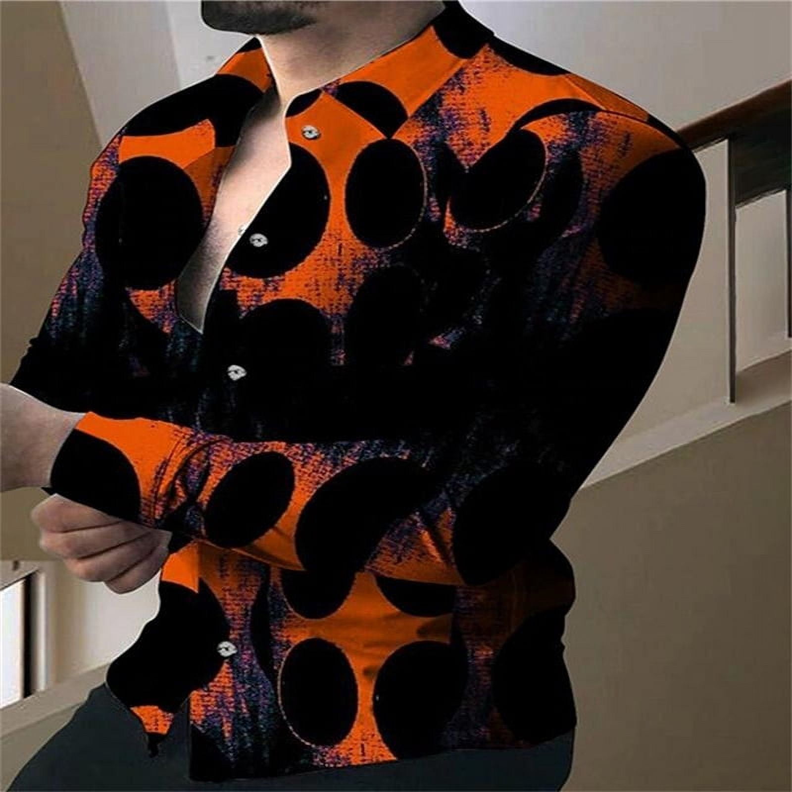 Men's Prom Party Hawaiian Geometric Colorful Batik Turtleneck Pool Red ...