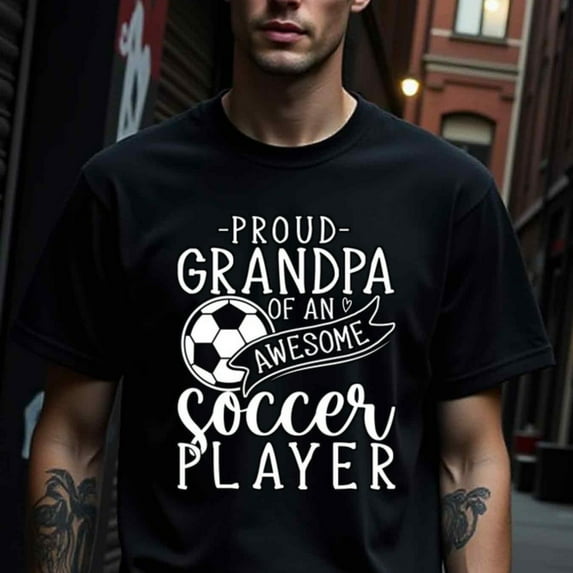 Men's Proud Grandpa of an Awesome Soccer Player Thirt - Black with ...