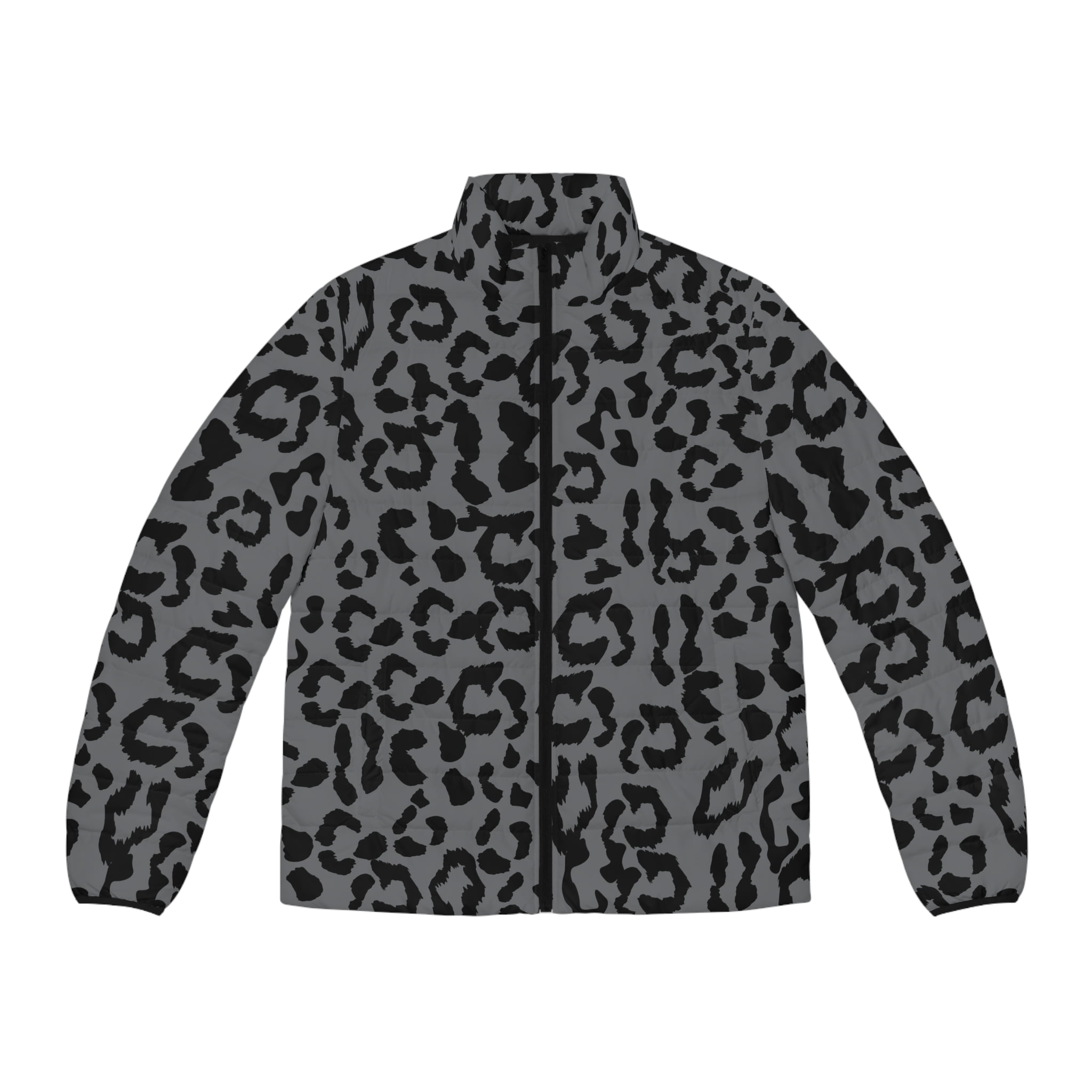 Men's Puffer Jacket (AOP) - Leopard Camouflage - Battleship Color ...