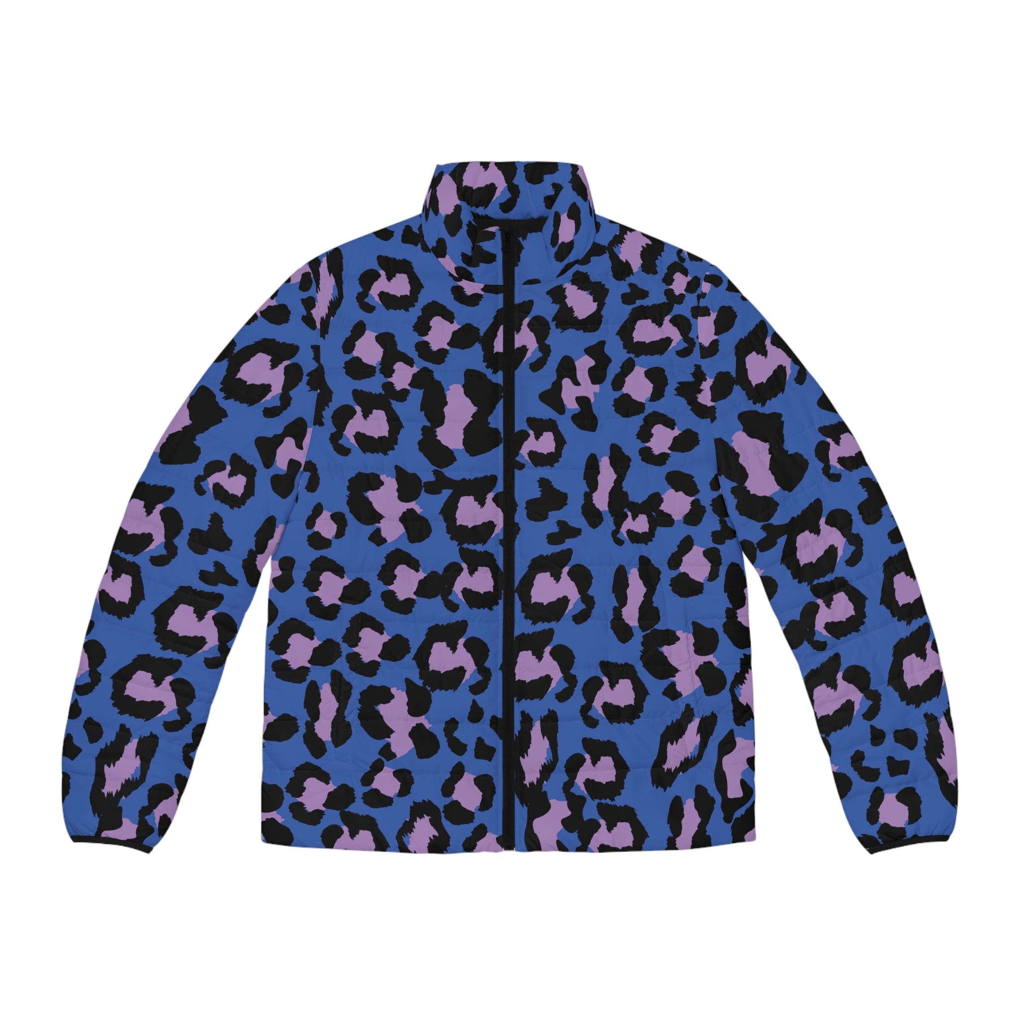 Men's Puffer Jacket (AOP) - Leopard Camouflage - Dark Blue-Purple ...