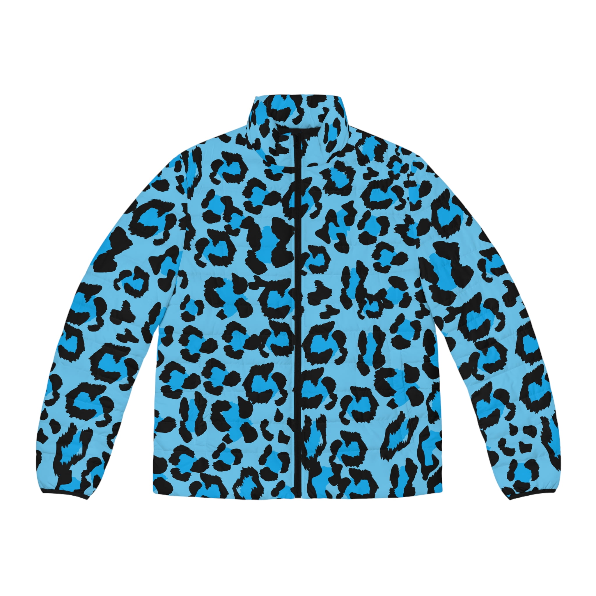 Men's Puffer Jacket (AOP) - Leopard Camouflage - Light Blue-Blue ...