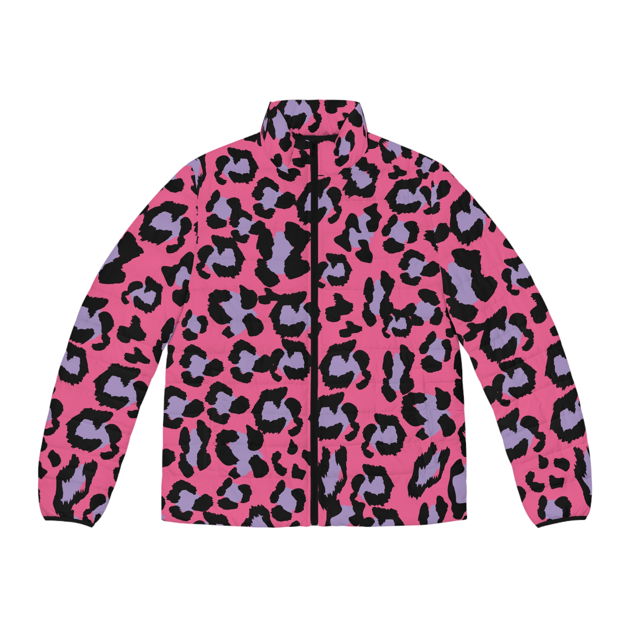 Men's Puffer Jacket (AOP) - Leopard Camouflage - Pink - Purple ...