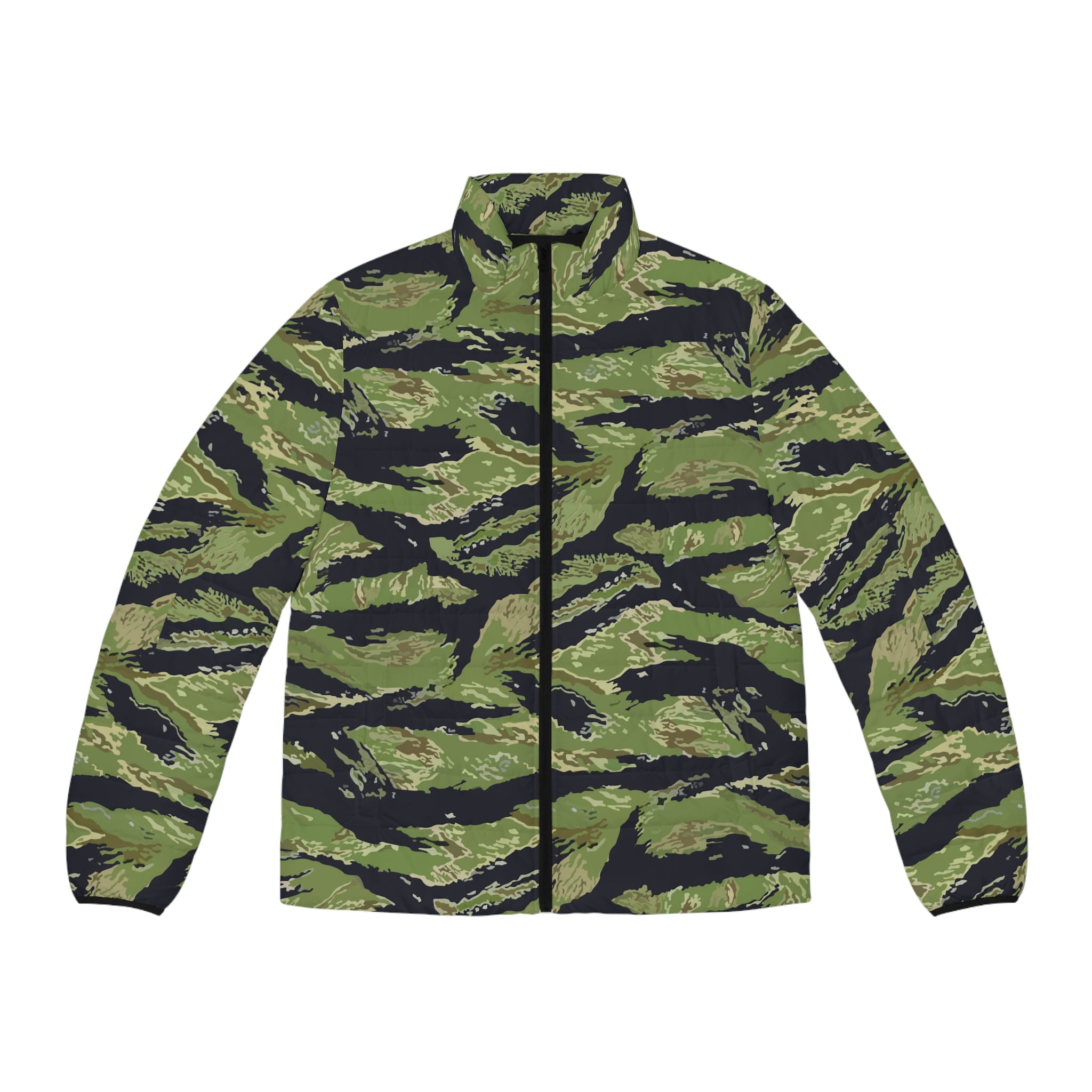 Men's Puffer Jacket (AOP) - Vietnam Military Tiger Stripe Jungle ...