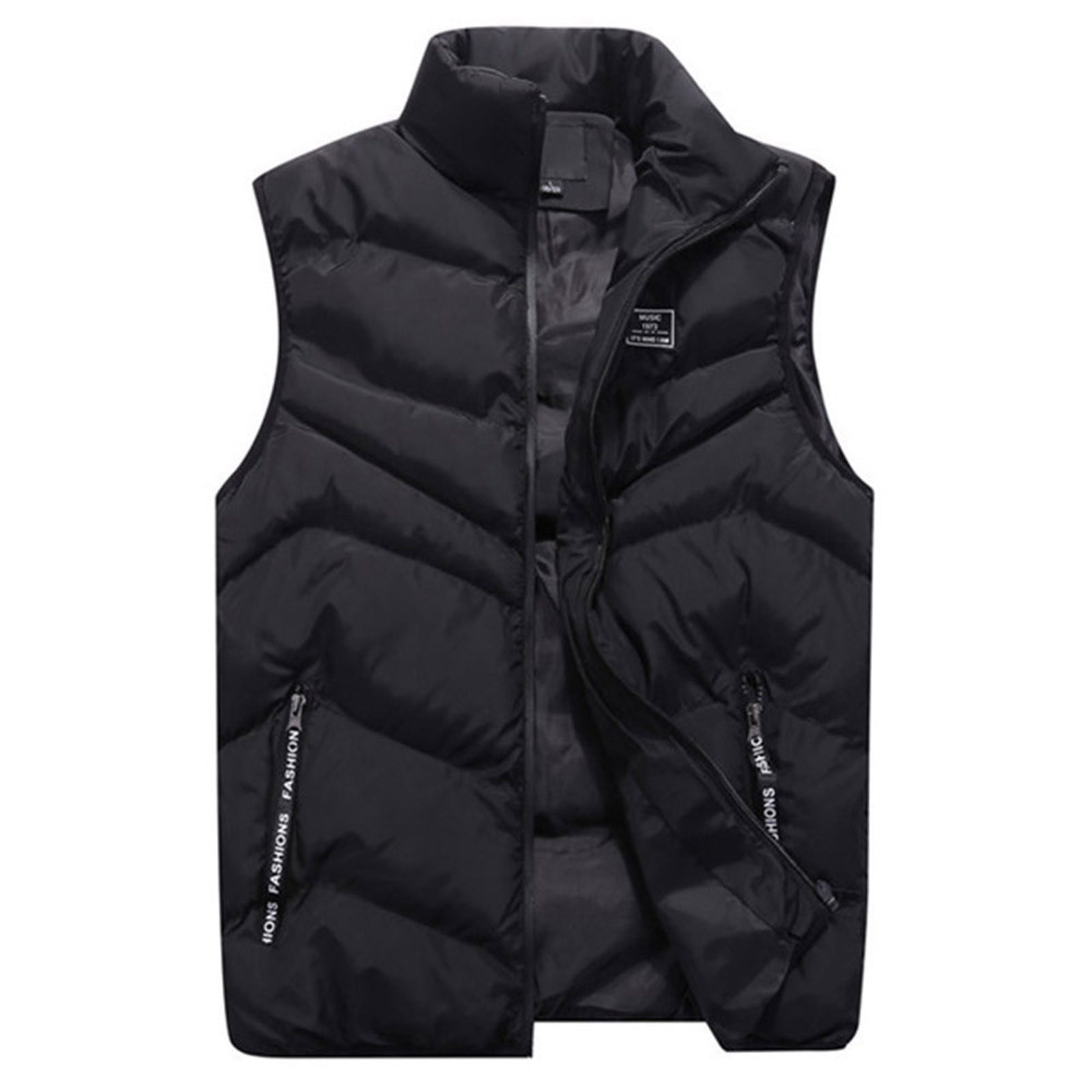 Men's Puffer Vest Casual Stand Collar Quilted Waistcoat Outdoor Padded ...
