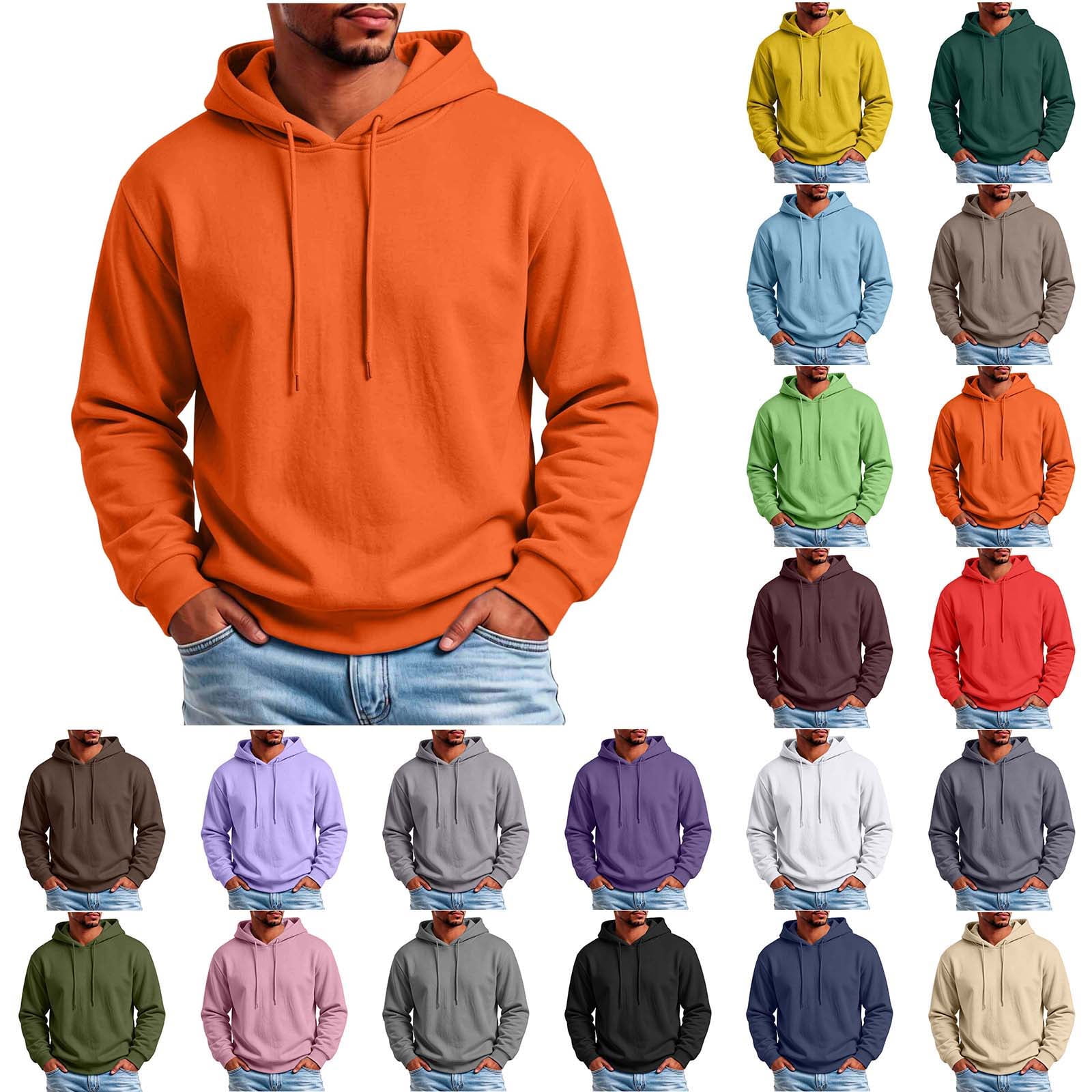 Men's Pullover Hoodie Casual Long Sleeve Sweatshirt Drawstring Hooded ...