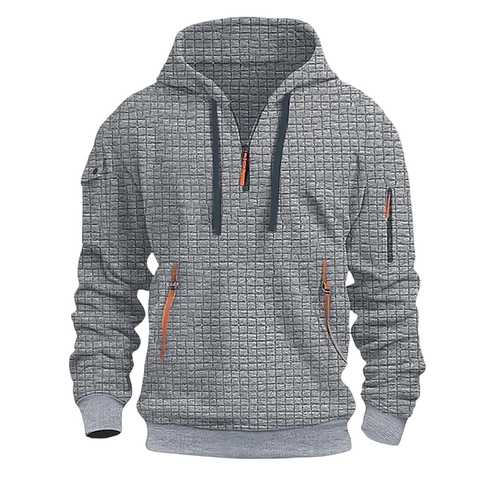 Men's Pullover Sweatshirt Hoodie Fleece Hoodie Quarter Zip Black ...