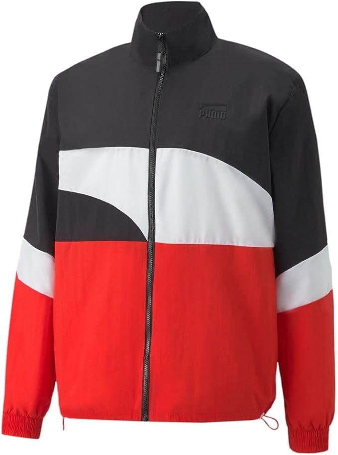 Men's Puma Black/High Risk Red Clyde Jacket - L - Walmart.com