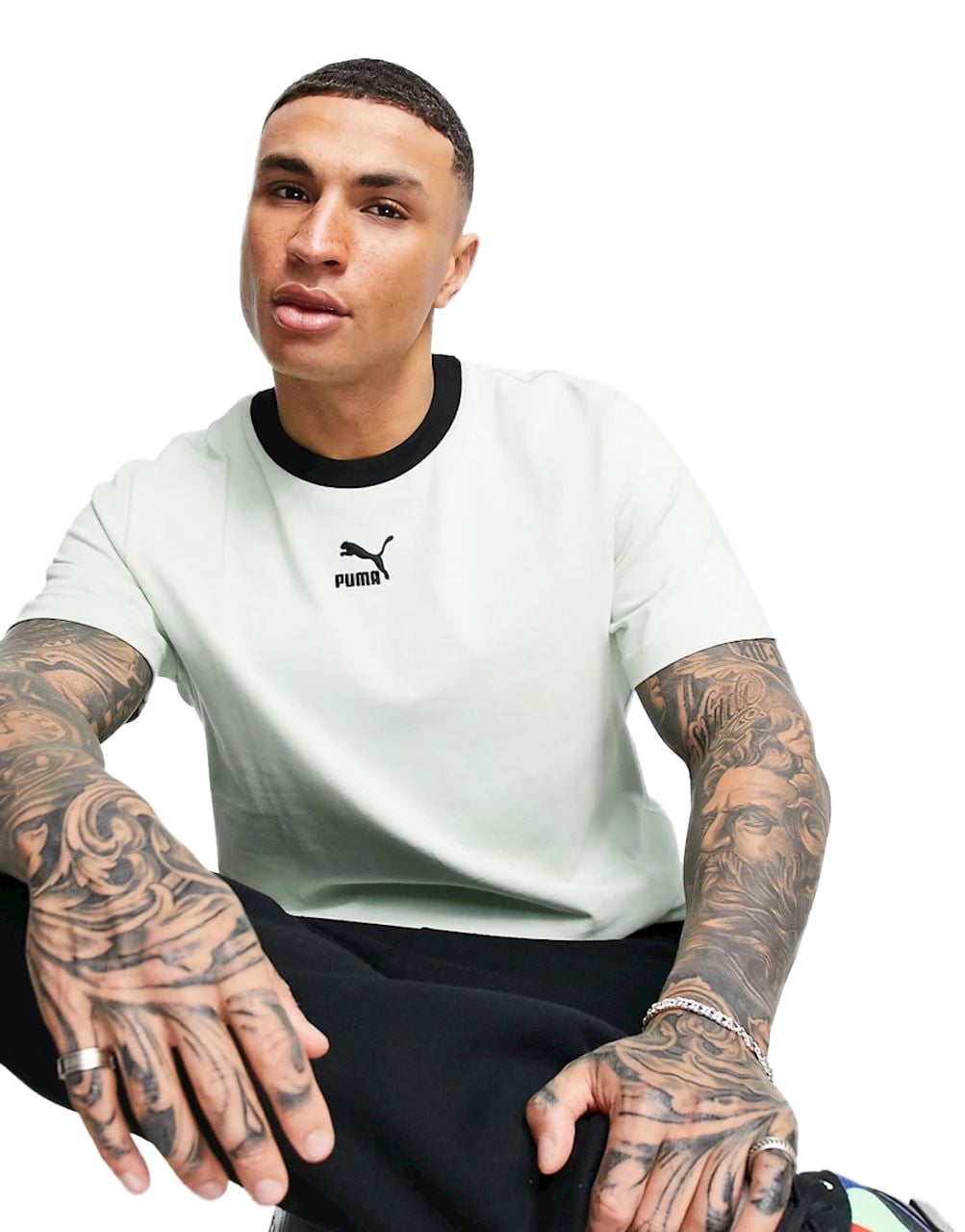 Men's Puma Green Lily/Black Classics Ringer T-Shirt - 2XL - Walmart.com