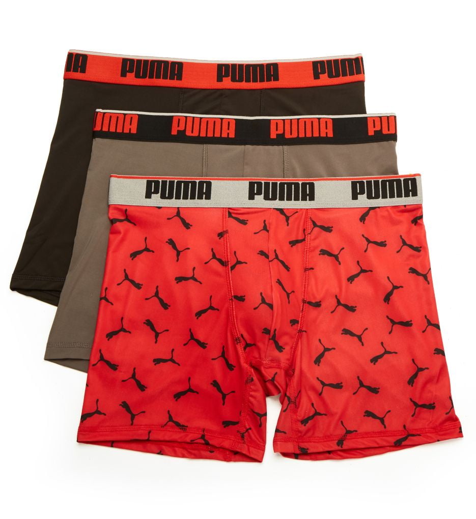 Men's Puma M15080 Men's Sportstyle Logo Boxer Briefs - 3 Pack (Black ...