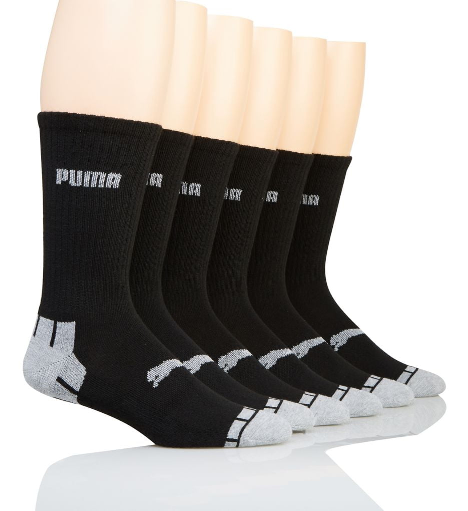 Men's Puma P116382 Athletic Terry Crew Socks - 6 Pack (Blue/Grey O/S ...