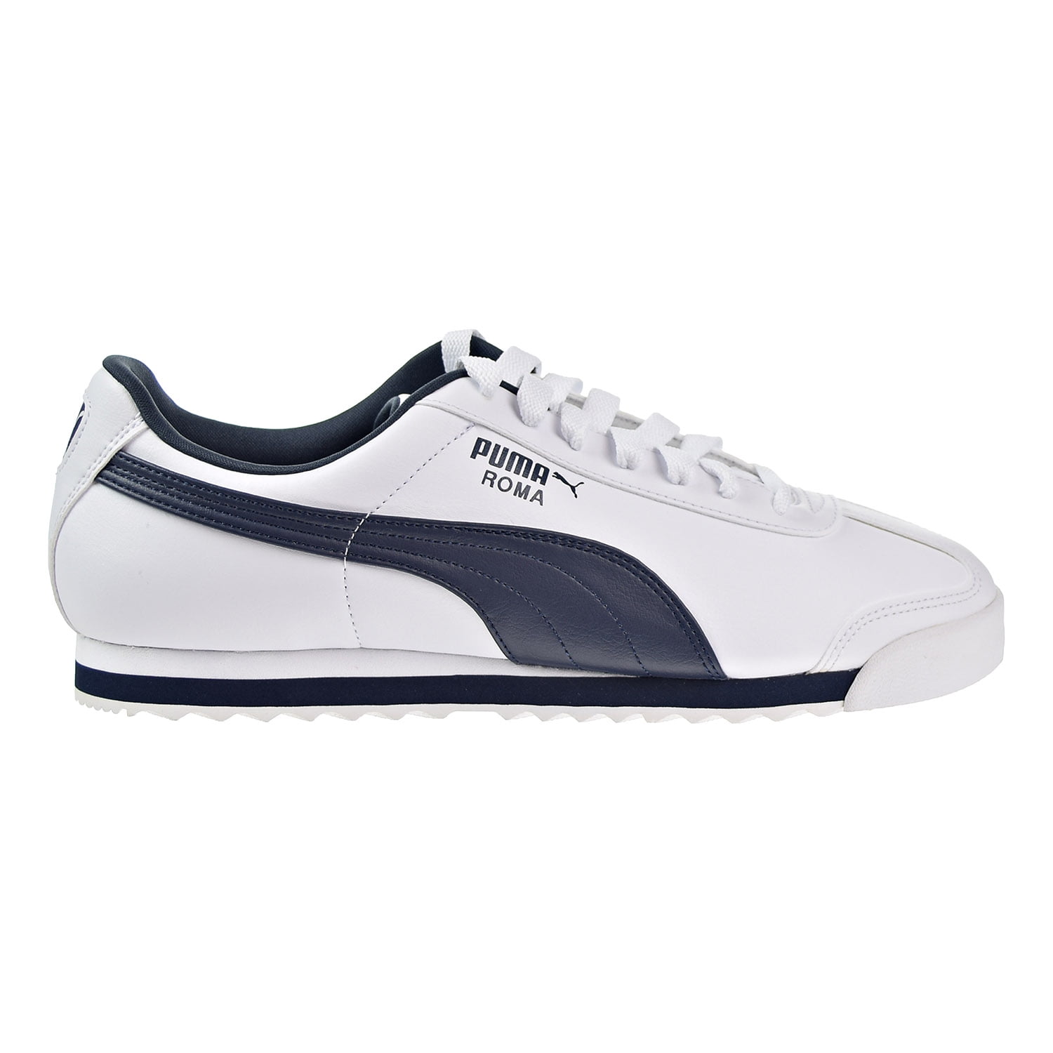 PUMA Men's Roma Basic Sneaker, White/Navy, Size 8.5, Cushioned Midsole ...