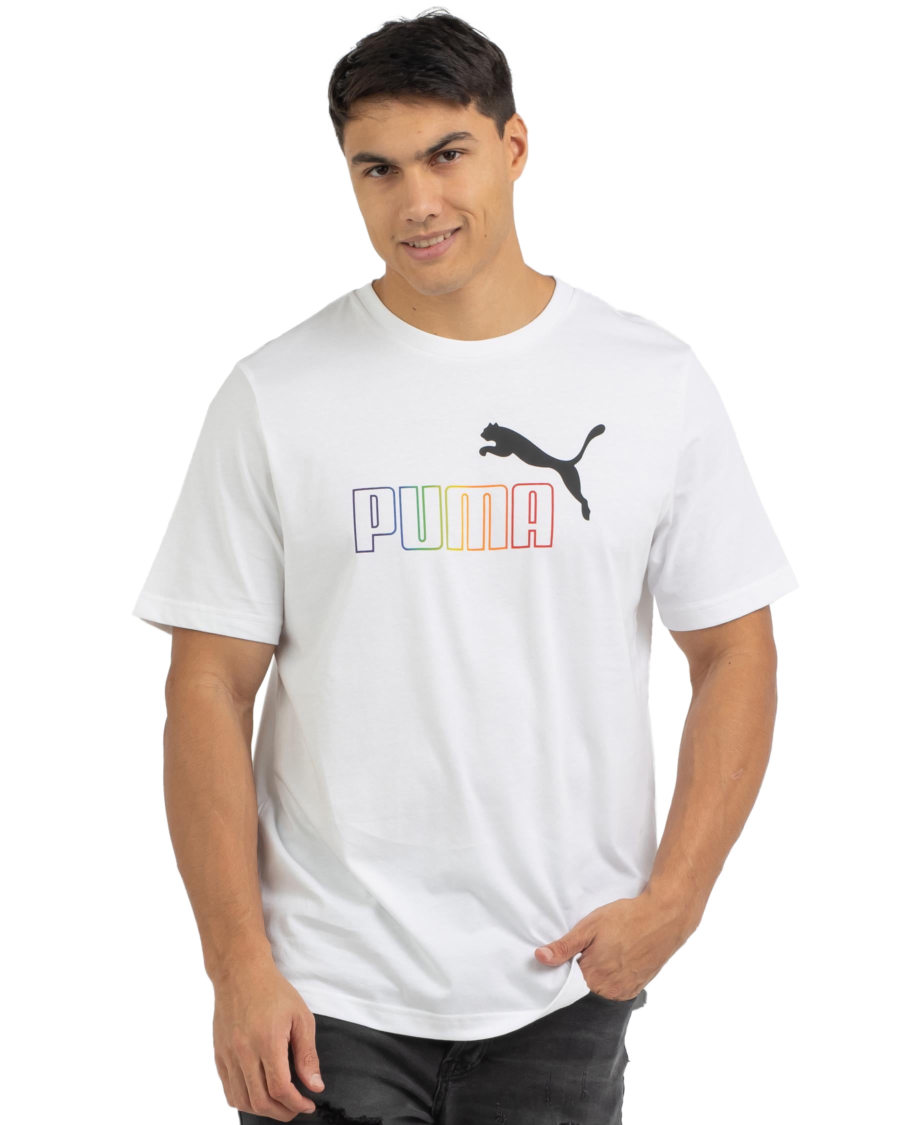 Men's Puma White ESS+ Rainbow T-Shirt - S - Walmart.com