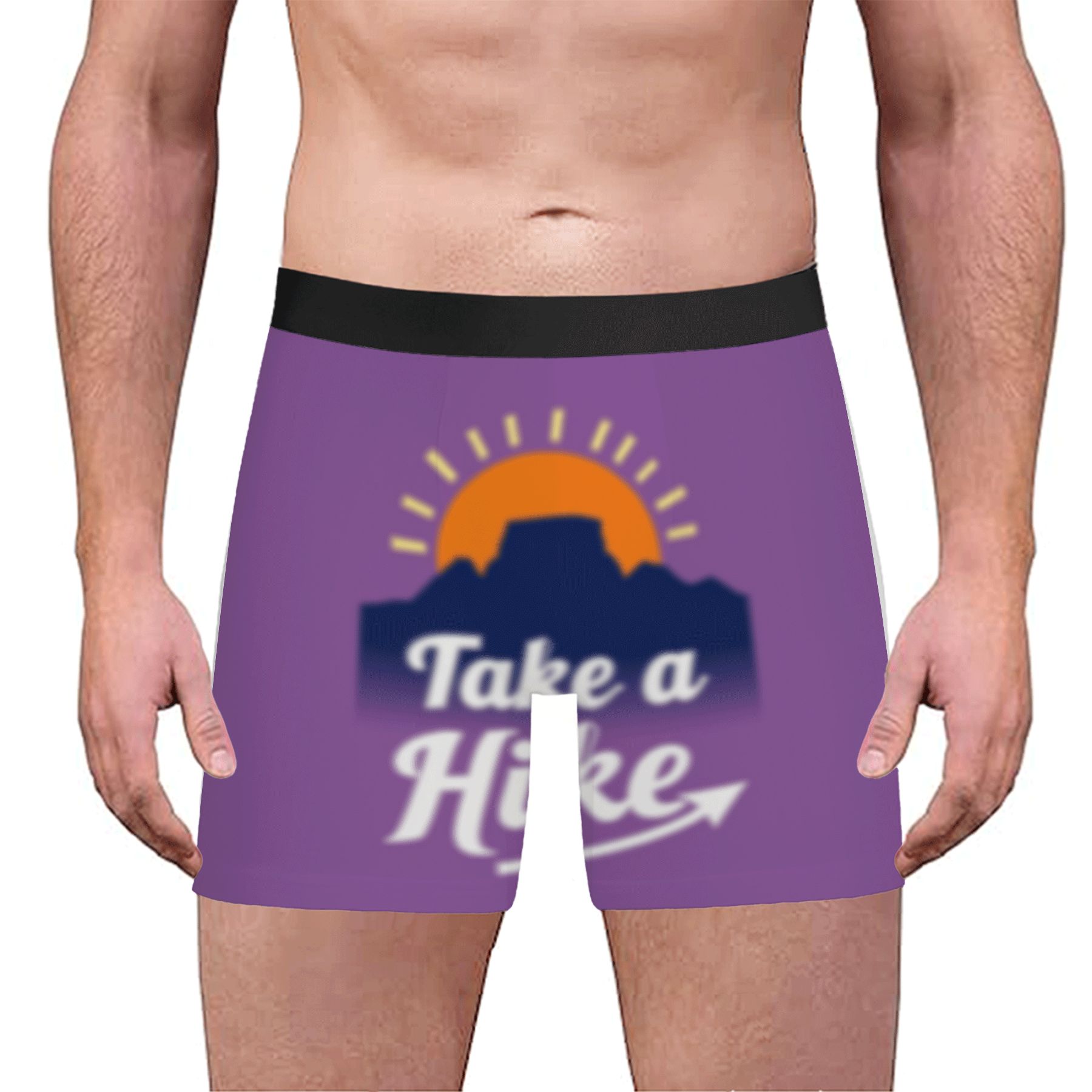 Men's Purple Boxer Briefs with Mountain Silhouette and ' Take a Hike ...