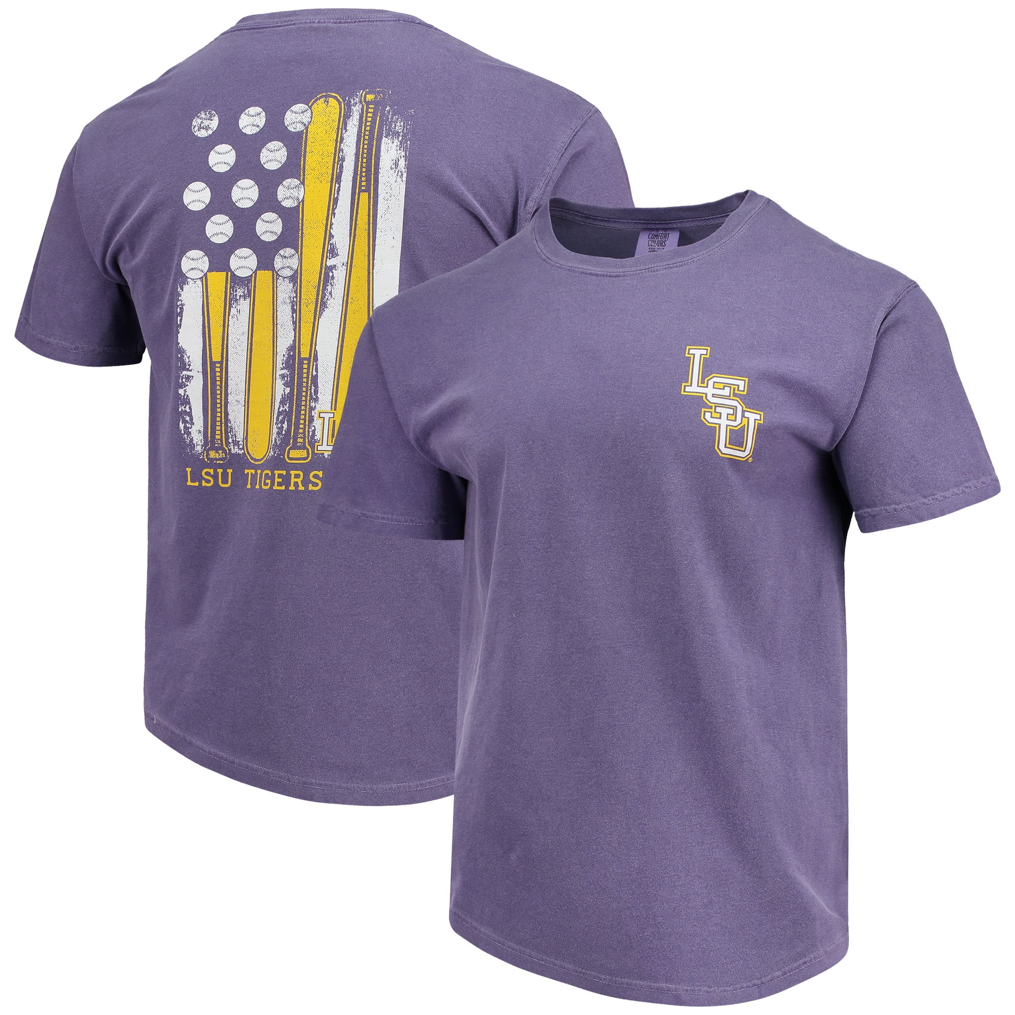 Men's Purple LSU Tigers Baseball Flag Comfort Colors T-Shirt - Walmart.com