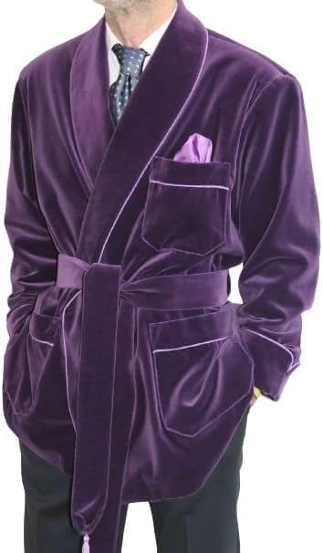 Men's Purple Smoking Robes Jackets Evening Wear Velvet Smoking Jackets ...