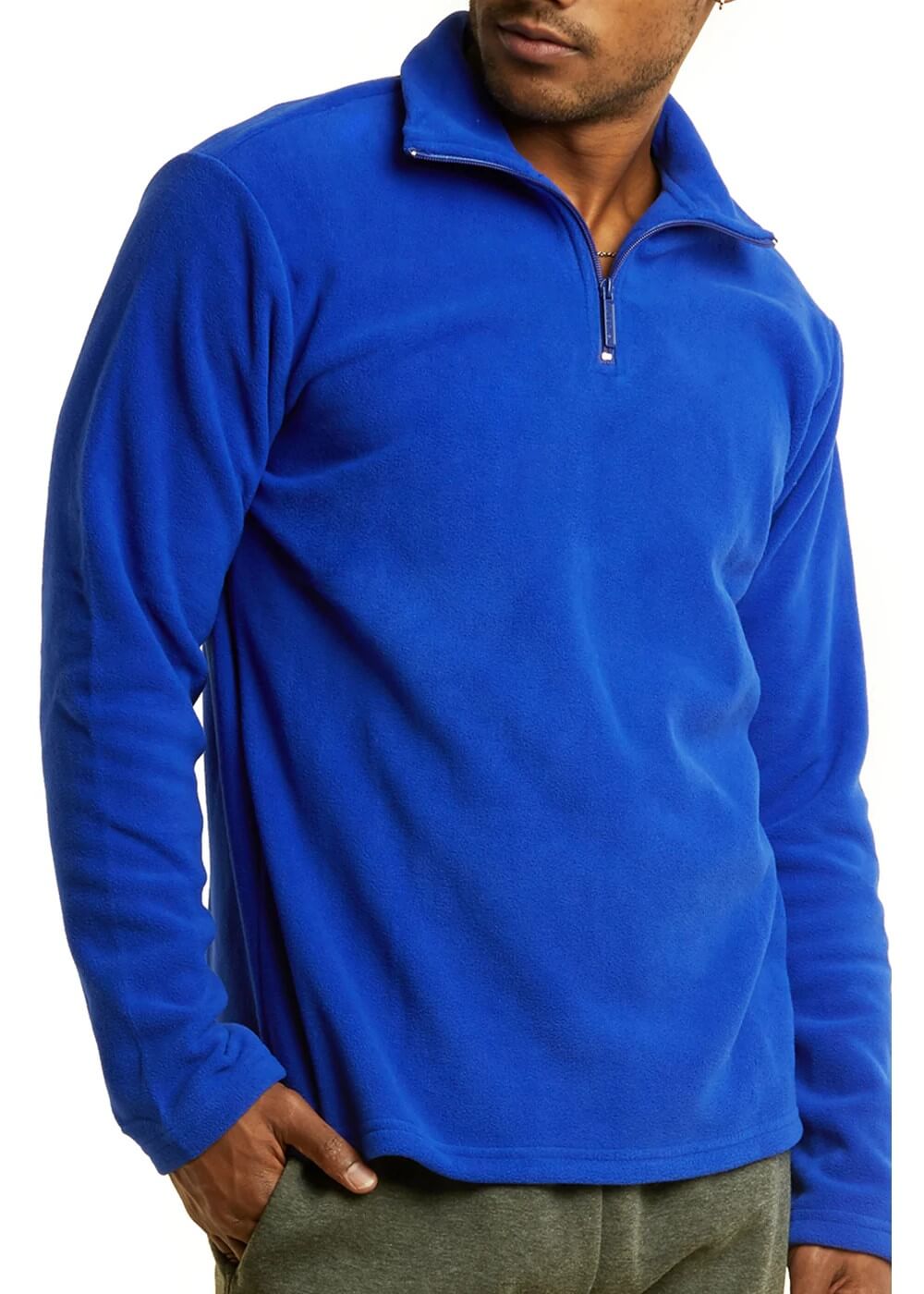 Men's Quarter Zip Polar Fleece Pullover Sweatshirt, Royal Blue L, 1 ...