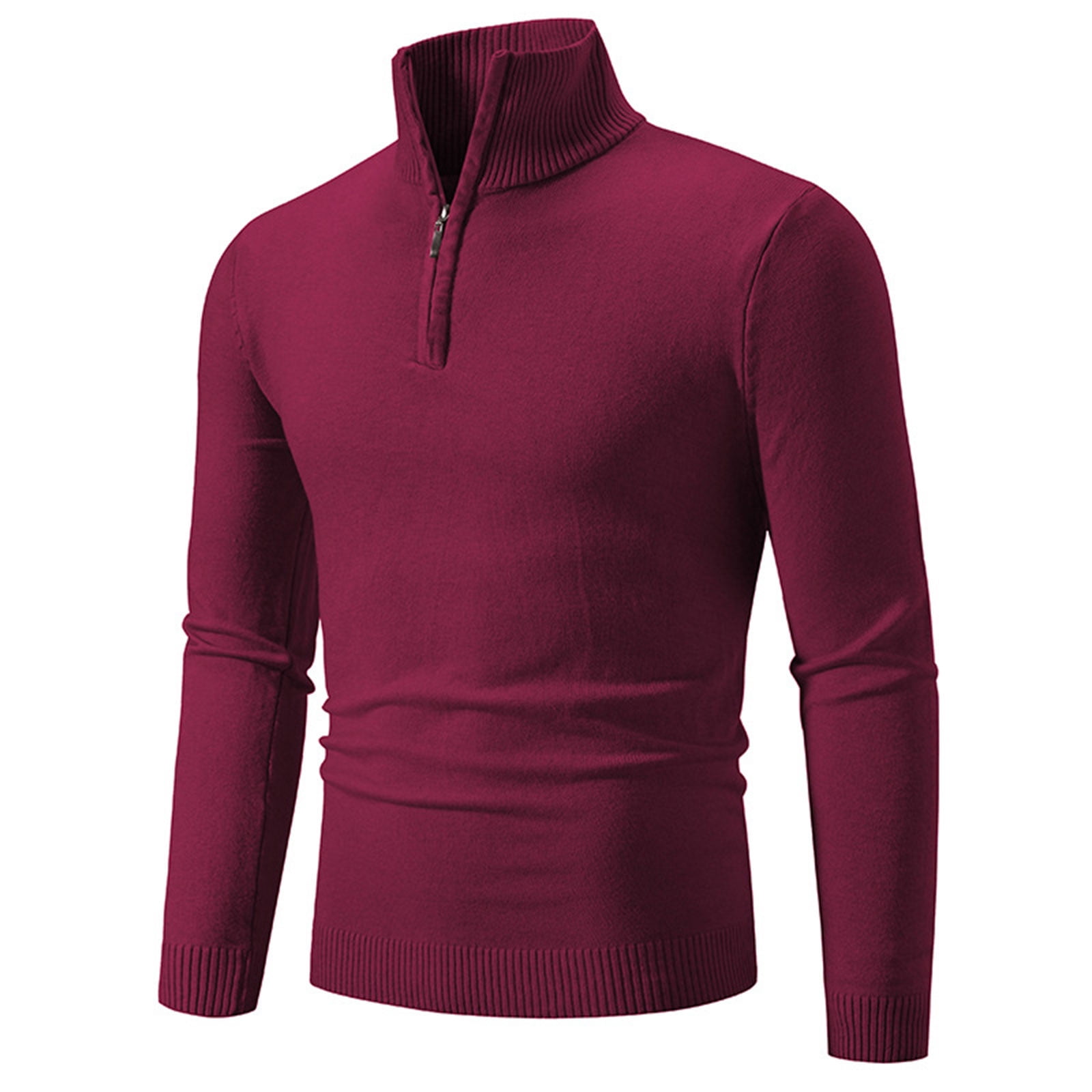 Men's Quarter Zip Sweaters Lightweight Knitted Mock Neck Pullover ...