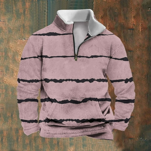 Men's Quarter Zip Sweatshirts Casual Mock Neck Pullover Long Sleeve ...