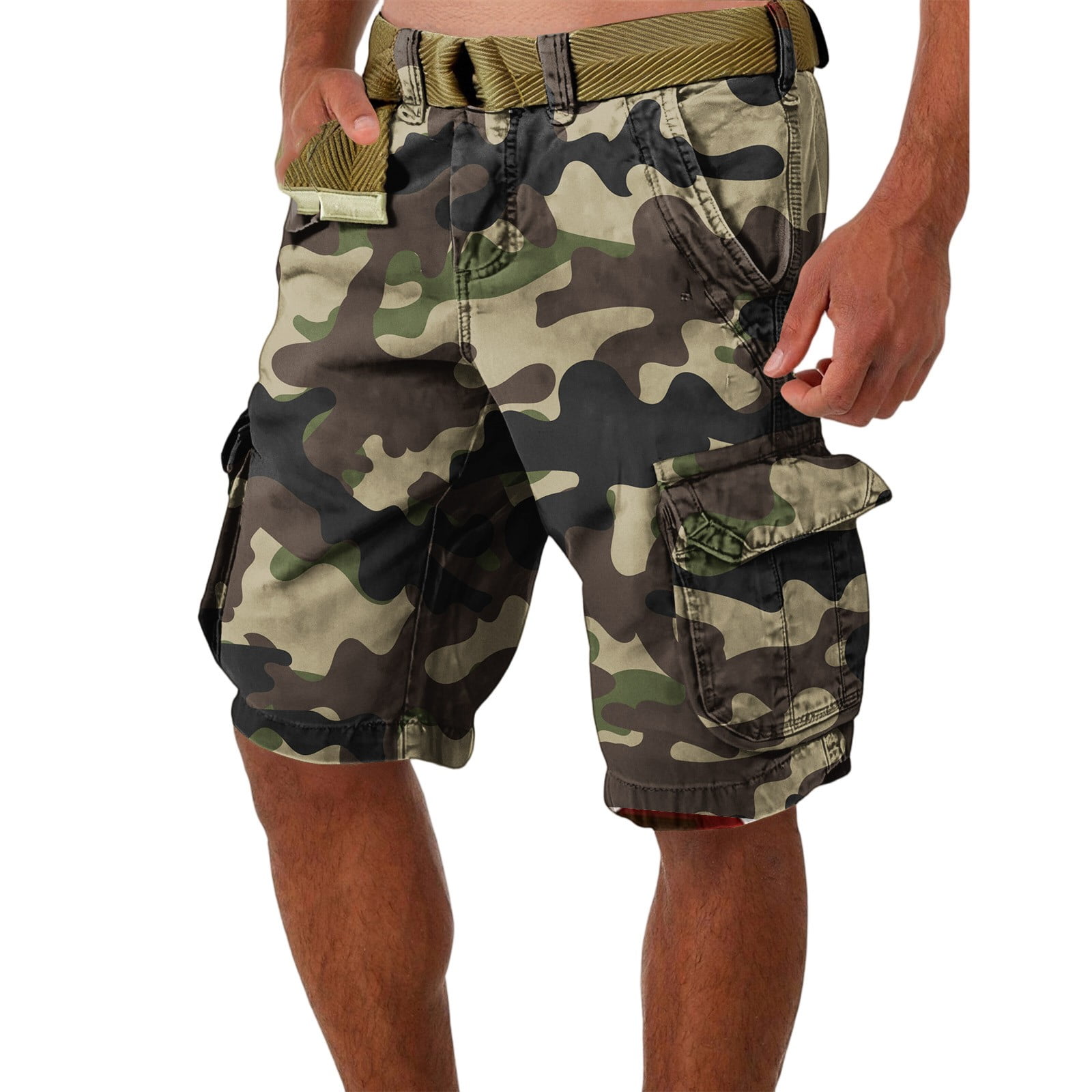 Men's Quick-Dry Camo Cargo Shorts Summer Large-sized Multi-pocket Mid ...