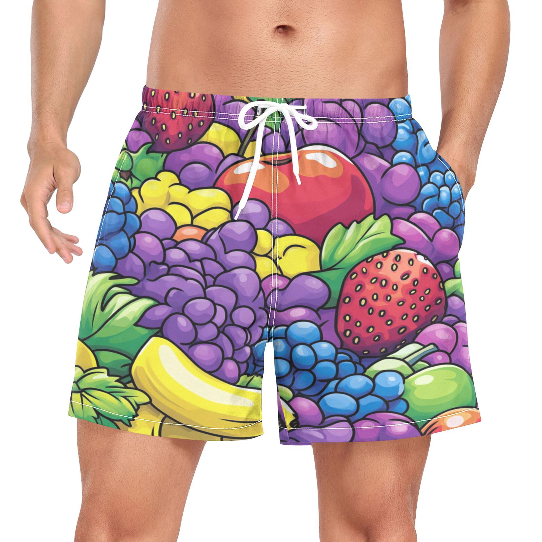 Men's Quick Dry Casual Beach Shorts Colorful Cartoon Fruits ...