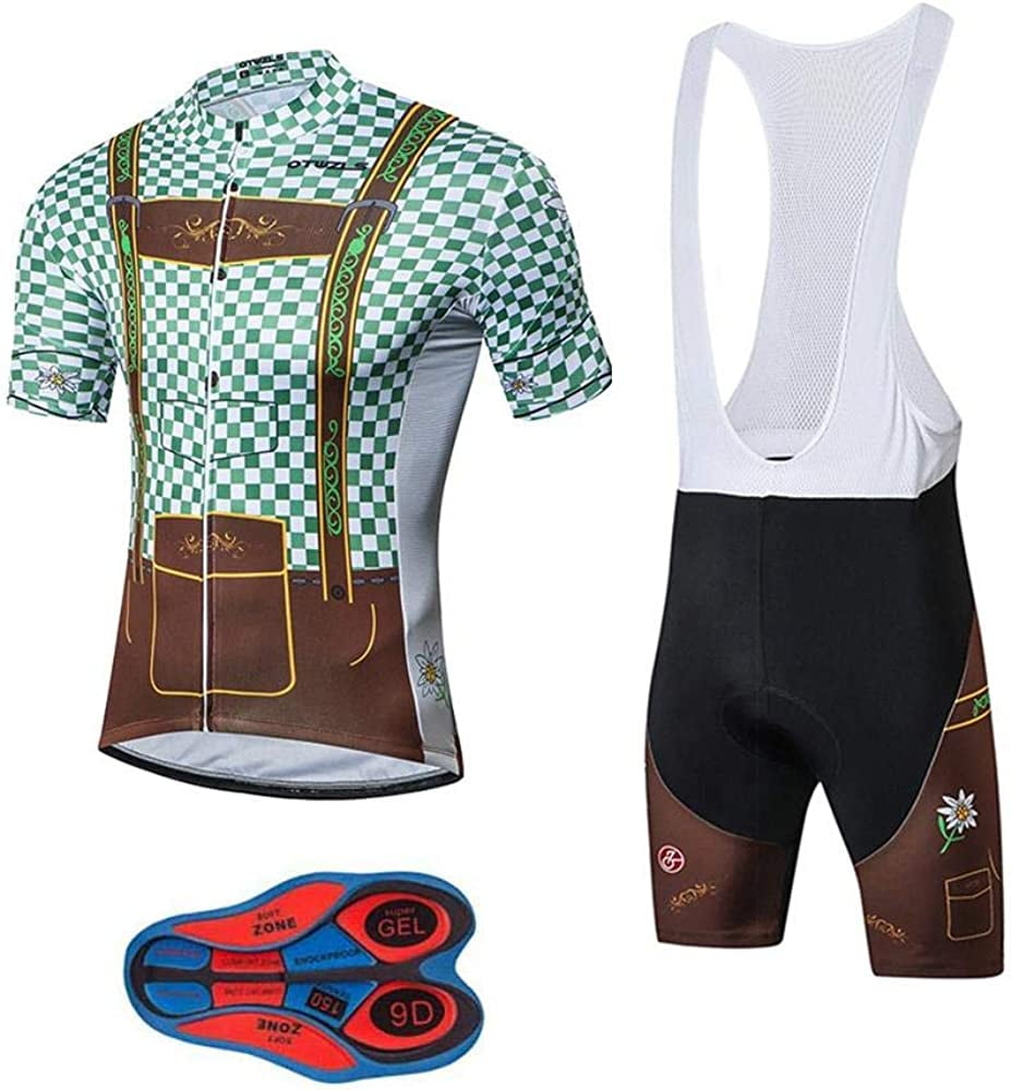 Men's Quick-Dry Cycling Jersey Set Road Bike Bicycle Shirt Bib Shorts with 9D Gel Pad MTB Riding ...
