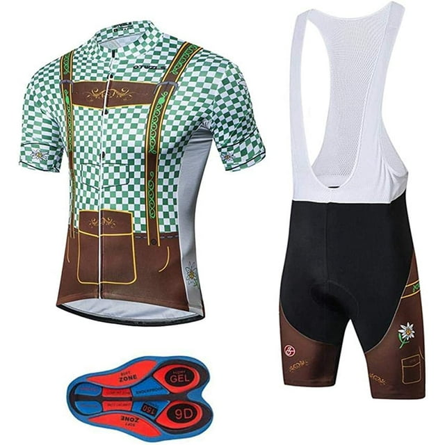 Men's Quick-Dry Cycling Jersey Set Road Bike Bicycle Shirt Bib Shorts with 9D Gel Pad MTB Riding ...