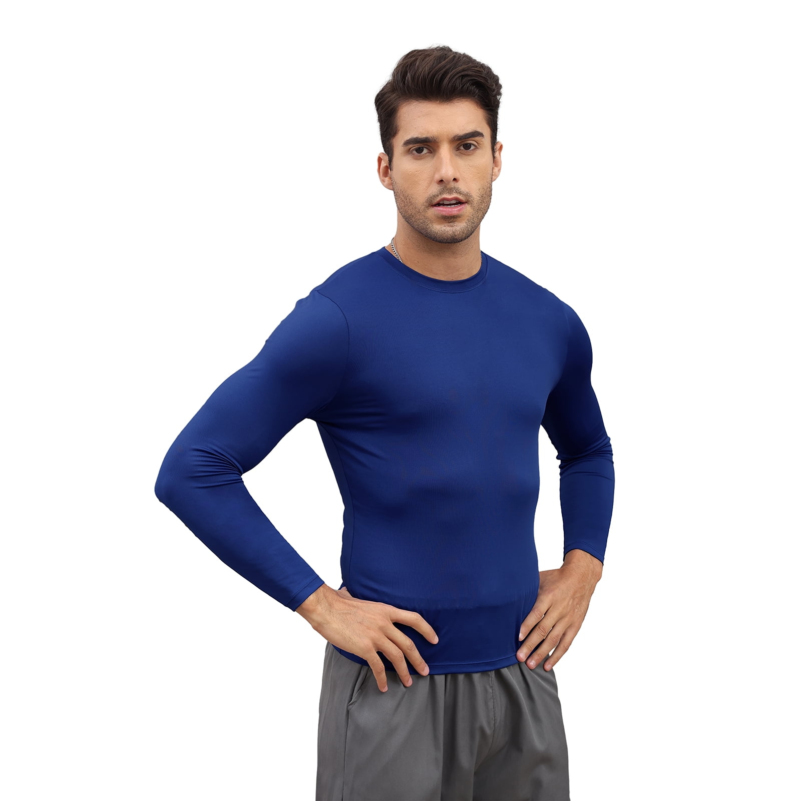 Men's Quick Dry Fit Long Sleeve Compression Shirts Workout Running ...