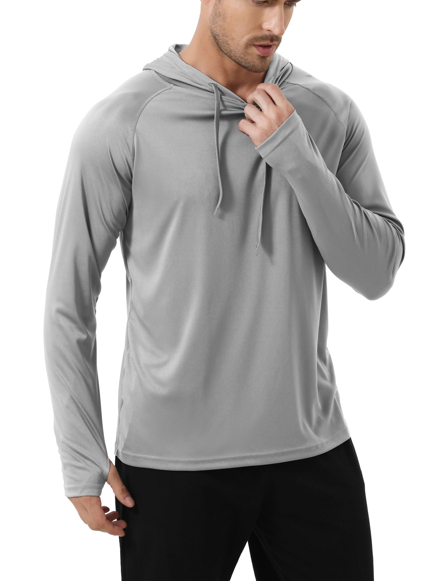 Weilanxin Men's Quick Dry Long Sleeve Hooded Top, Lightweight, Moisture ...