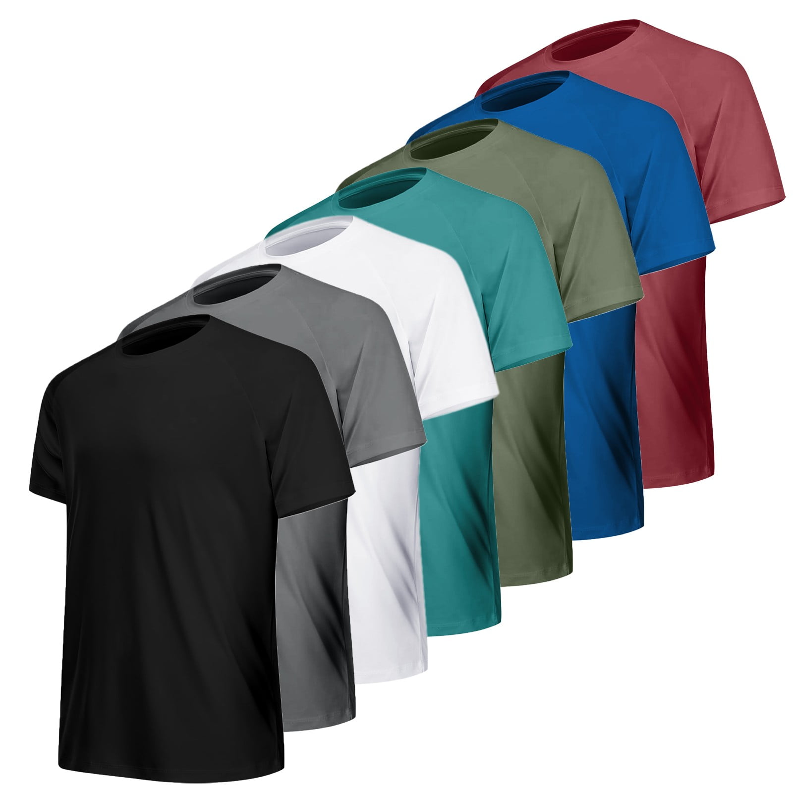 Men's Quick-Dry Moisture-Wicking Athletic T-Shirts Assorted Colors, 7 ...
