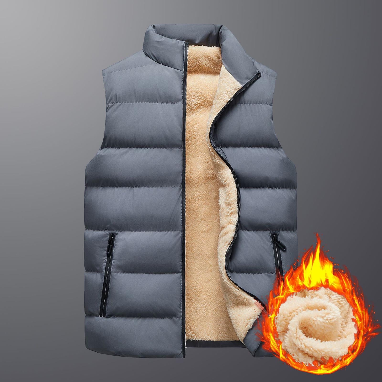 Men's Quilted Puffer Vest Jackets 2022 Winter Sleeveless Padded Zipper ...