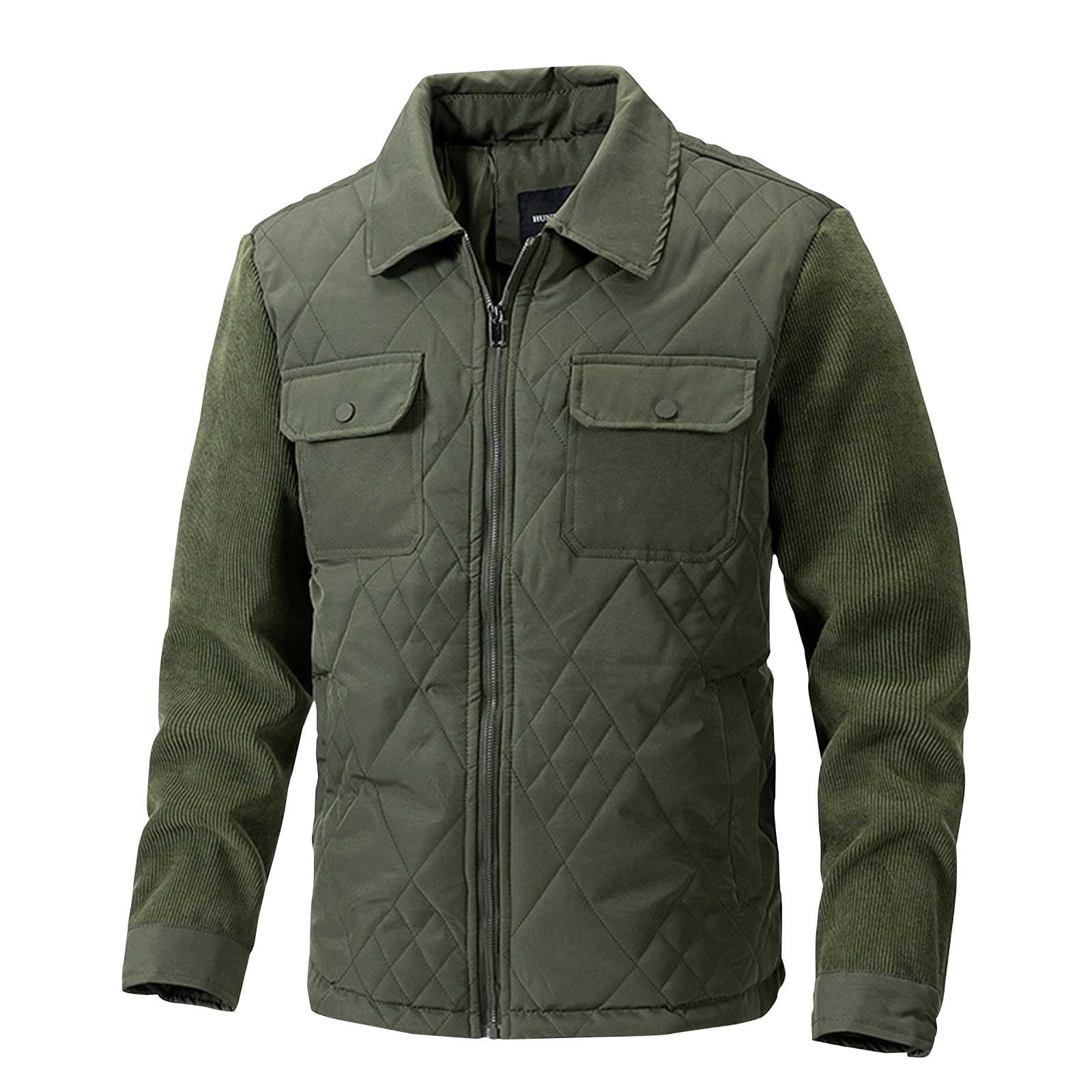 Men's Quilted Shirt Jackets Casual Long Sleeve Snap Button Down Shirts ...