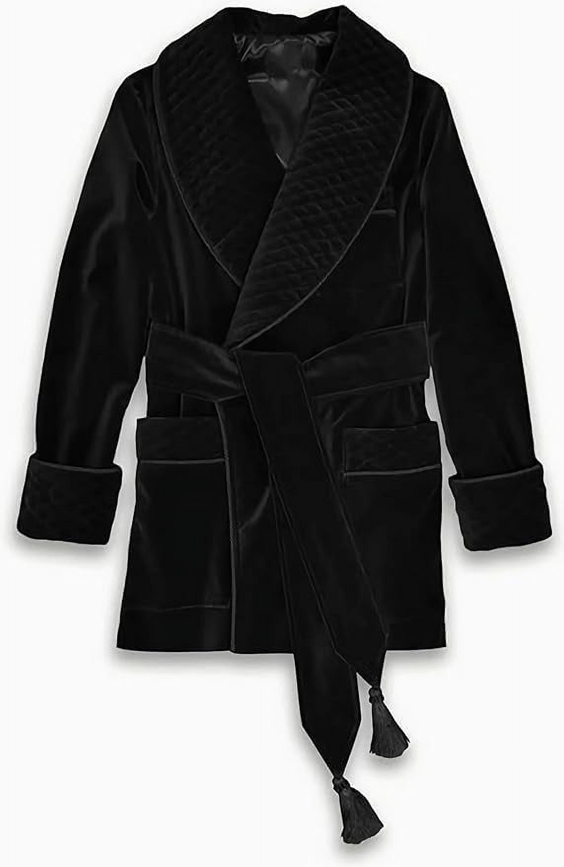Men's Quilted Smoking Jackets Black Velvet Smoking Robes Coat Jackets ...