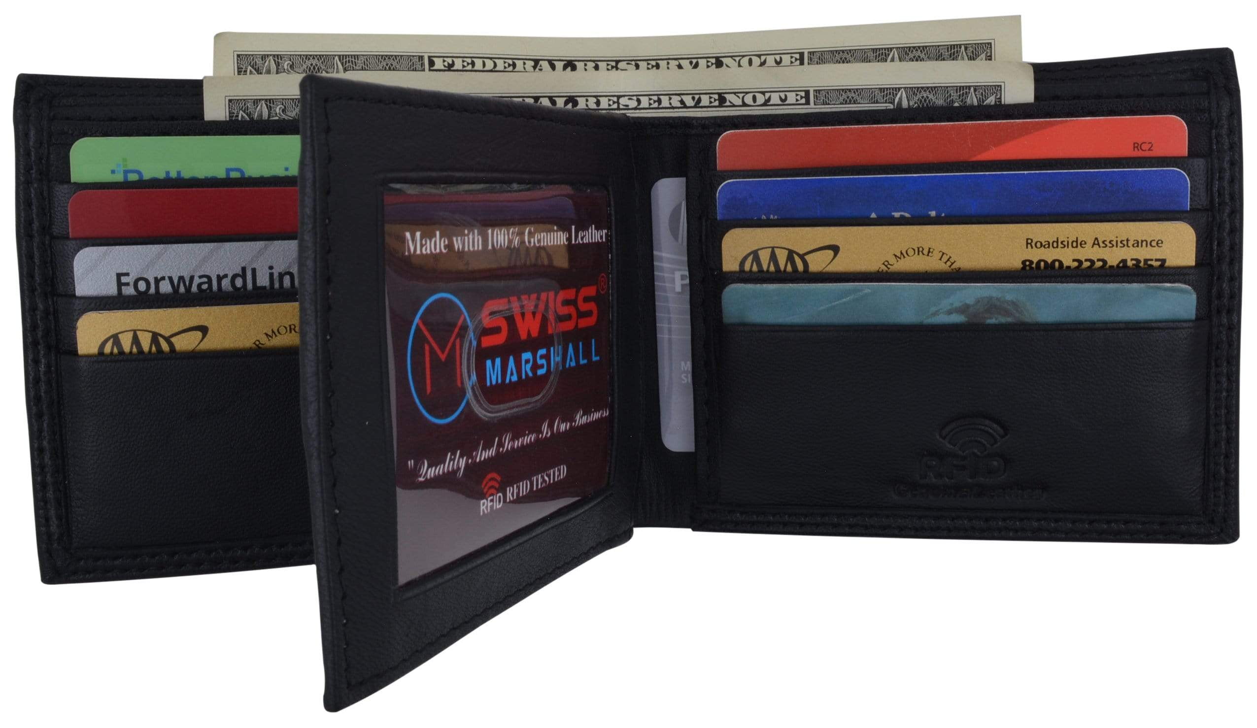 Men's RFID Blocking Premium Leather Bifold Multi-Card Compact Center ...