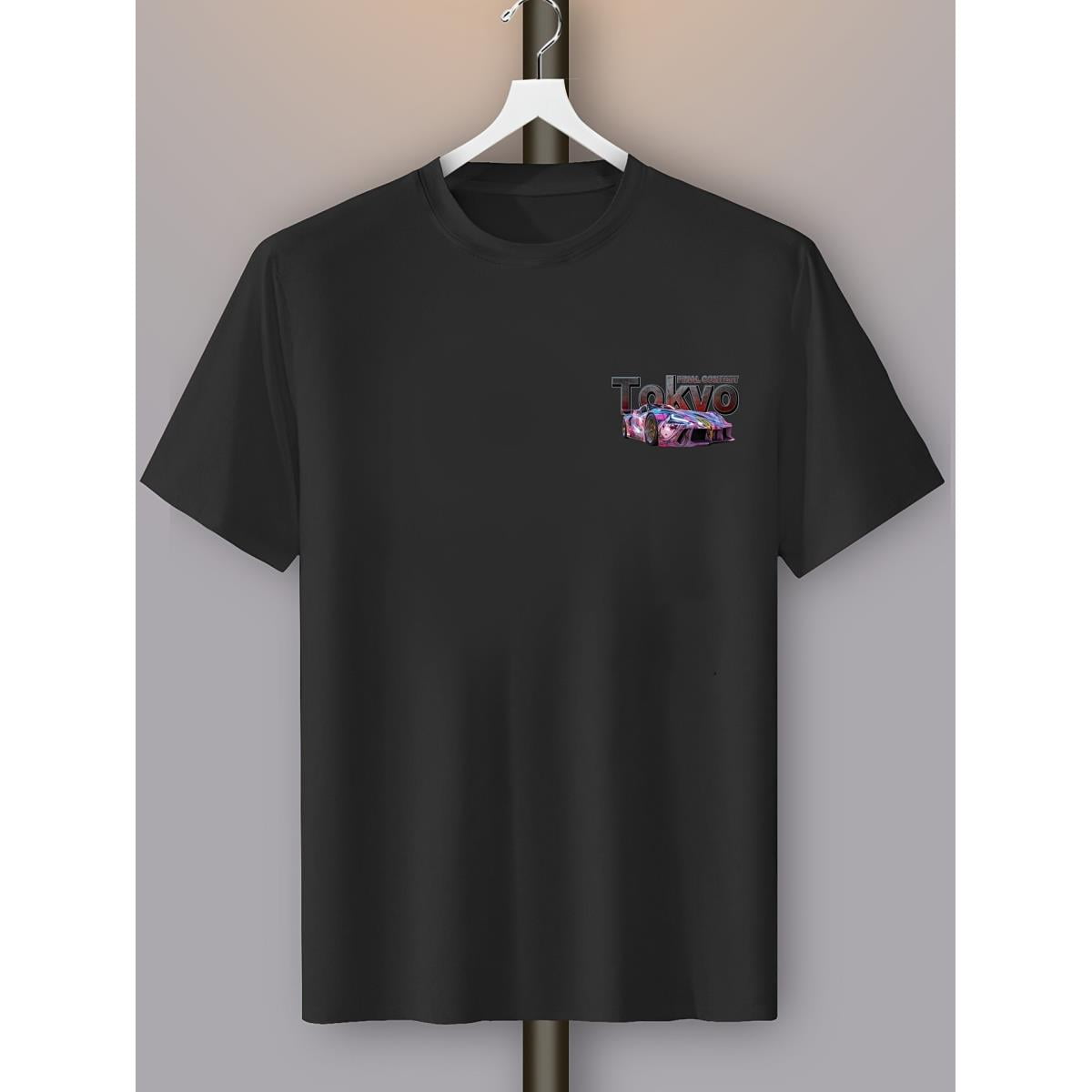 Men's Racing Car Graphic Tee - Casual Crew Neck, Short Sleeve T-Shirt ...