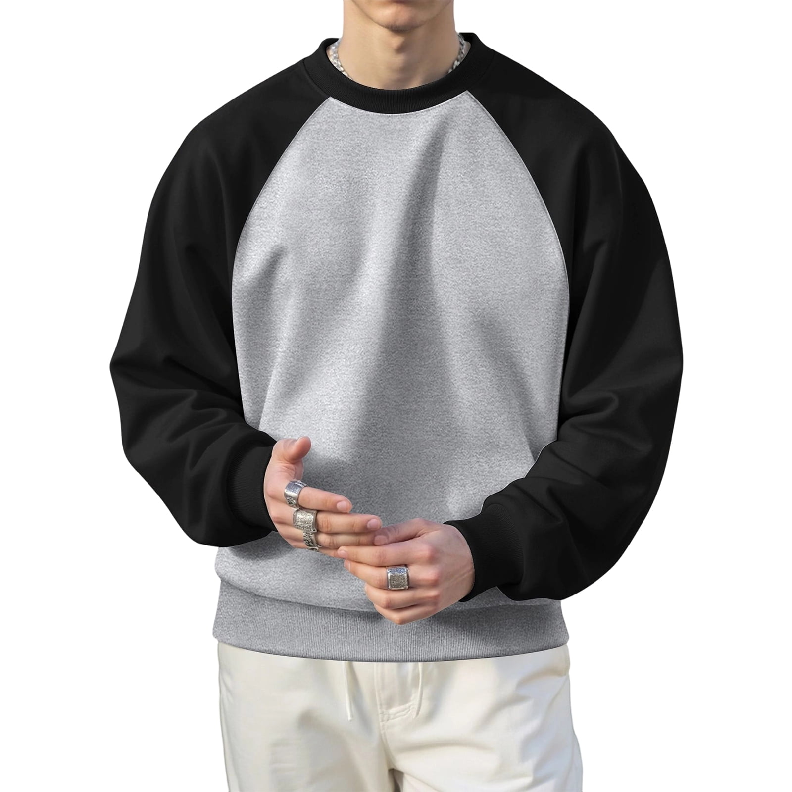 Men's Raglan Sleeve Hooded Sweatshirt for Sports Tracksuit Unisex ...