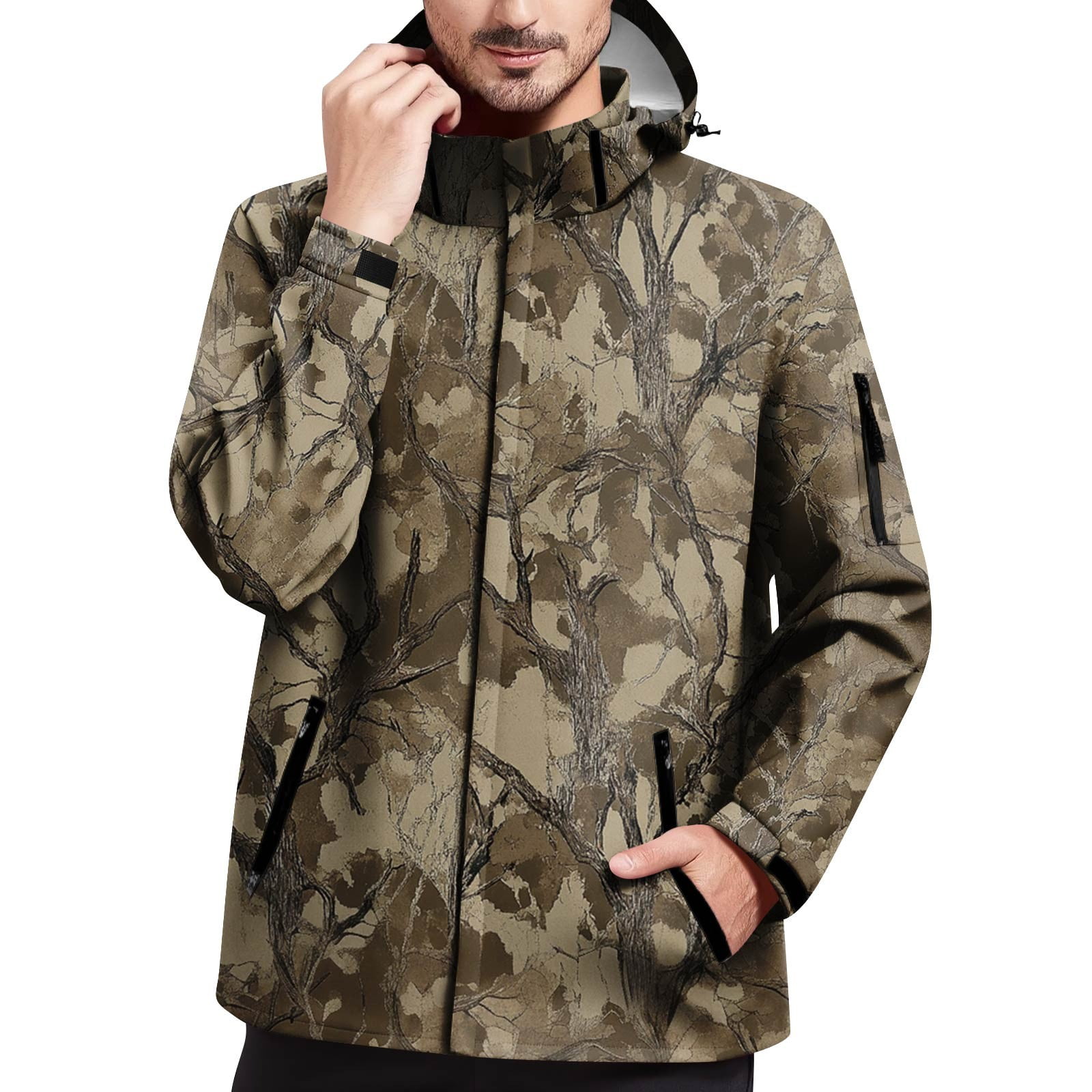 Men's Rain Jacket Windproof & Waterproof Hooded Raincoat Shell Jacket Lightweight Mountain ...