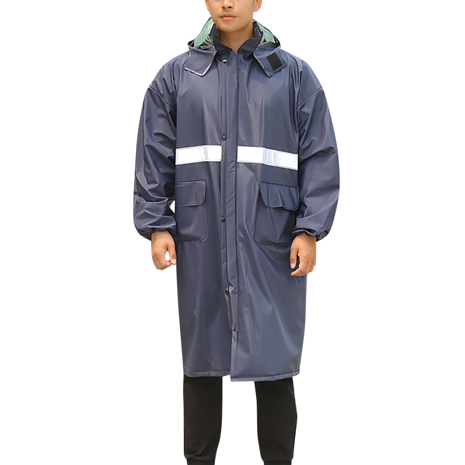Men's Rain Jacket With Hood Reflective Stripe Water Proof Lightweight ...